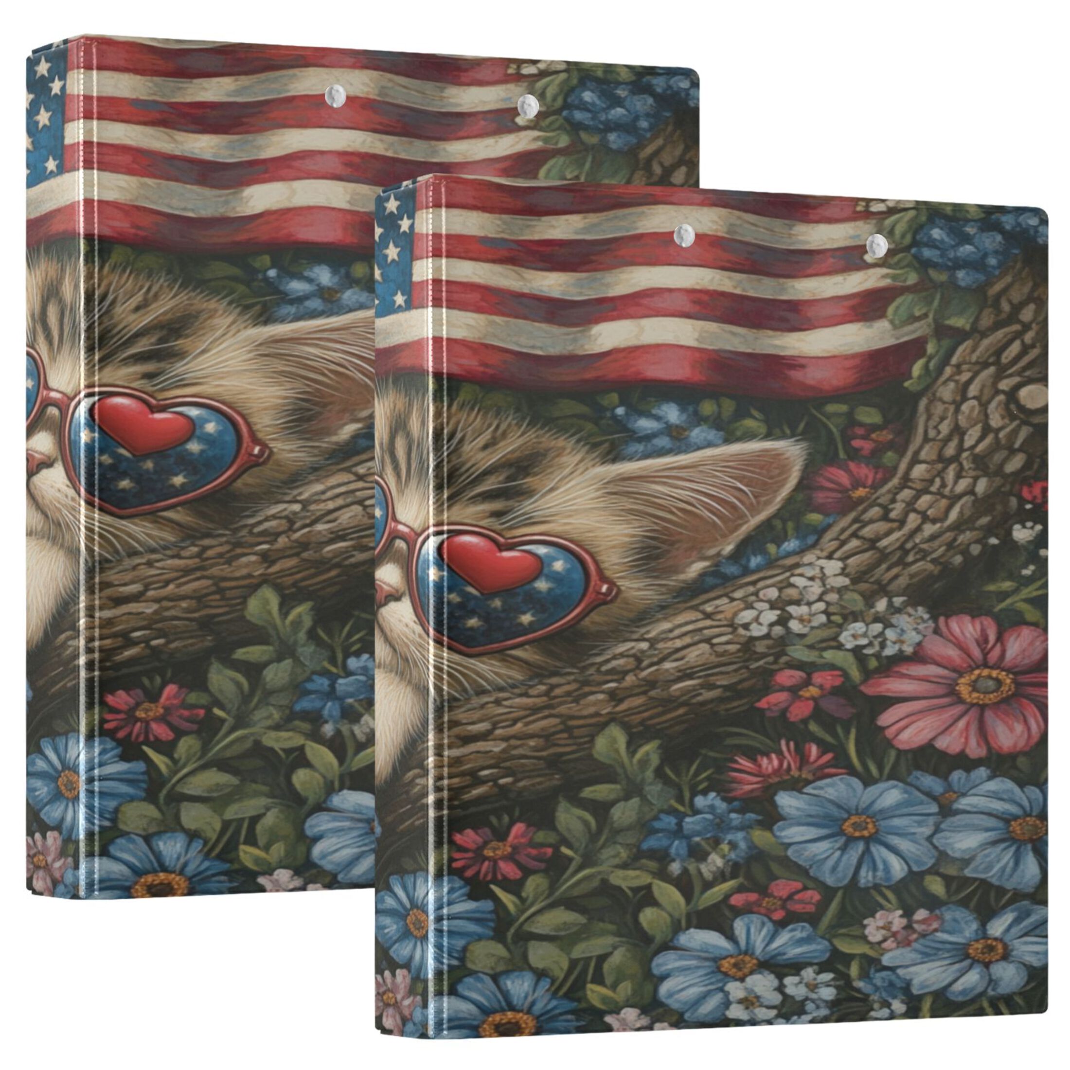 WOBOGO American Flag Floral Cat File Folders Extra Large Capacity to ...