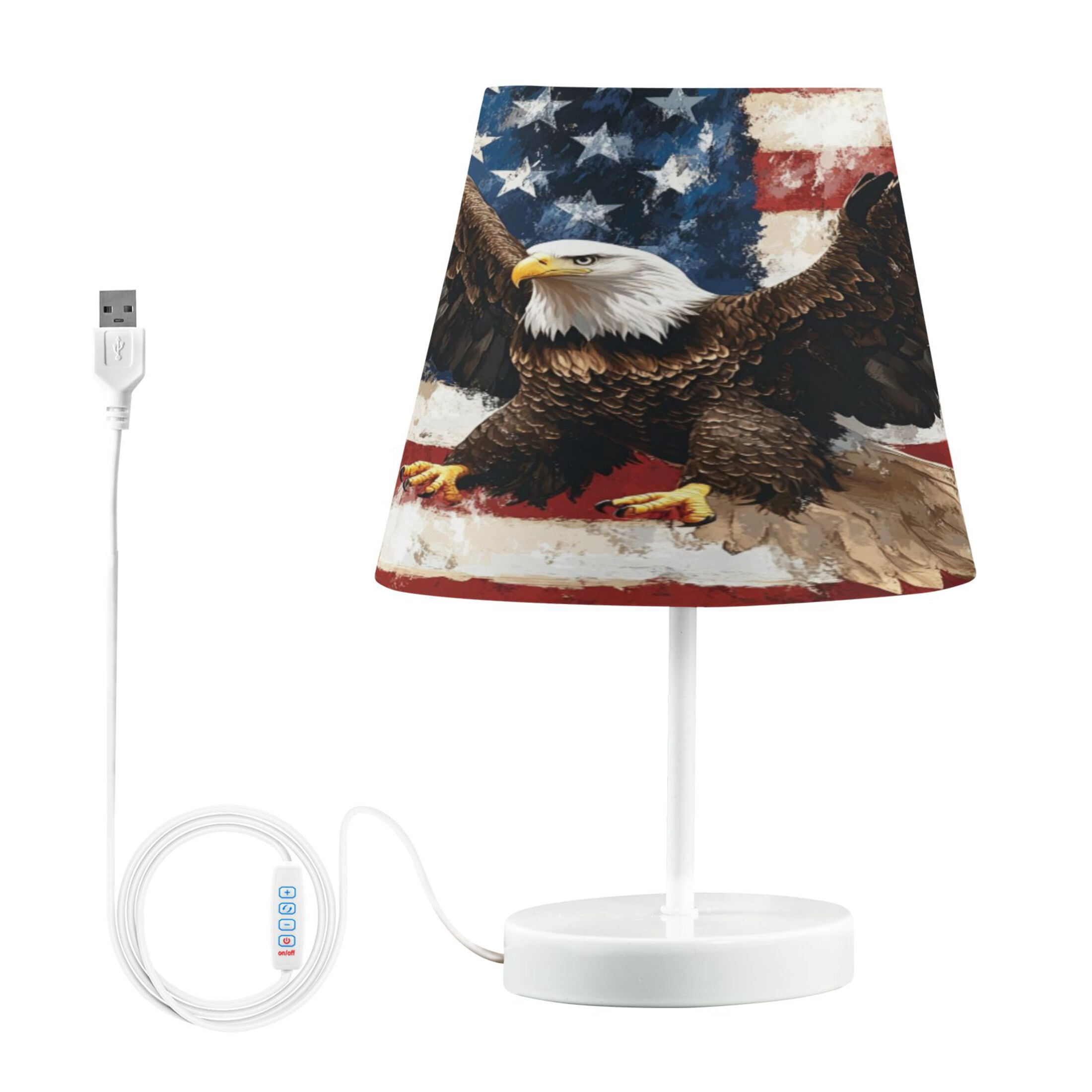 WOBOGO American Patriotic Faith Table Lamps Bedroom 3-Speed Dimmable ...