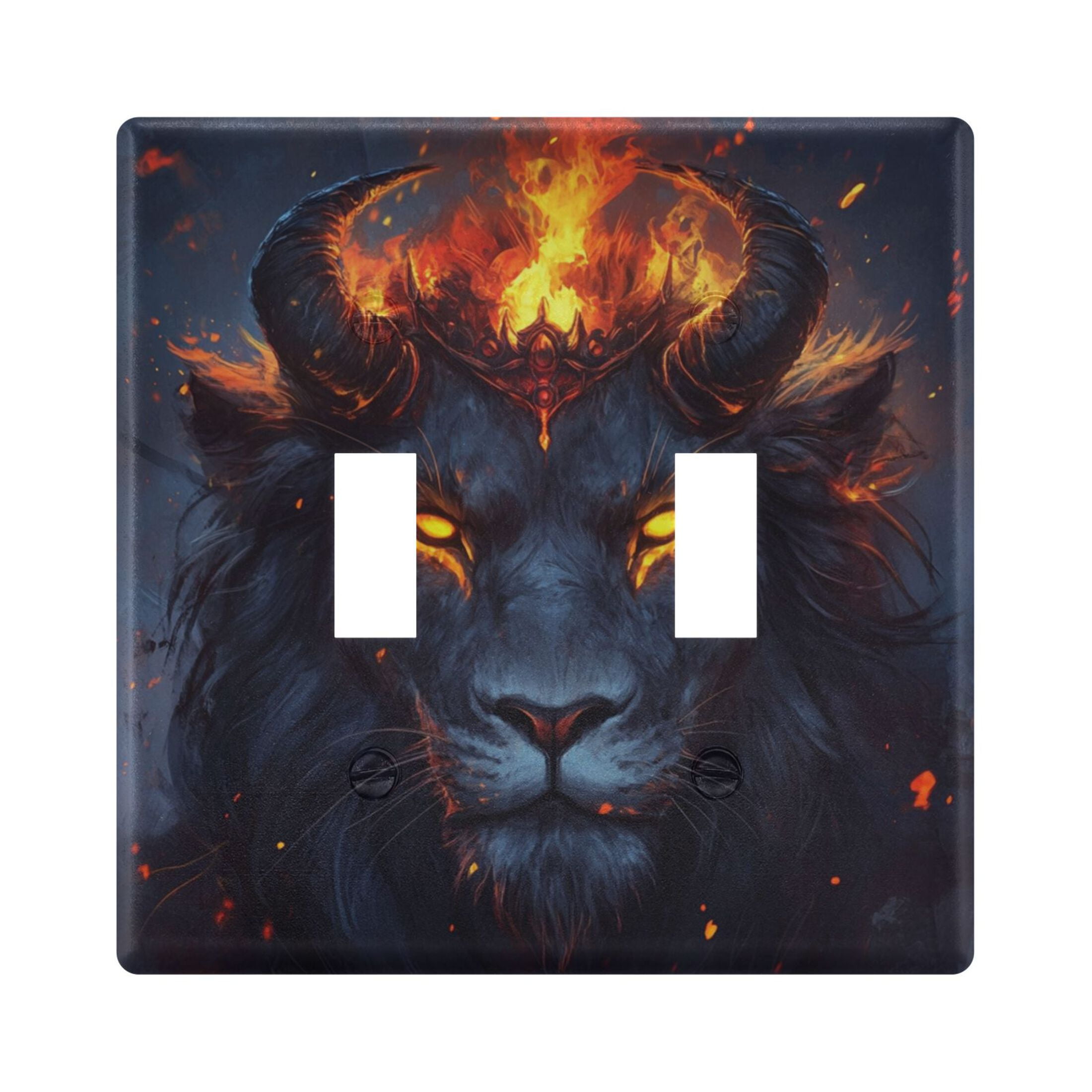WOBOGO An Evil Dark Lion Pattern 2-hole Switch Plates PC Flame ...