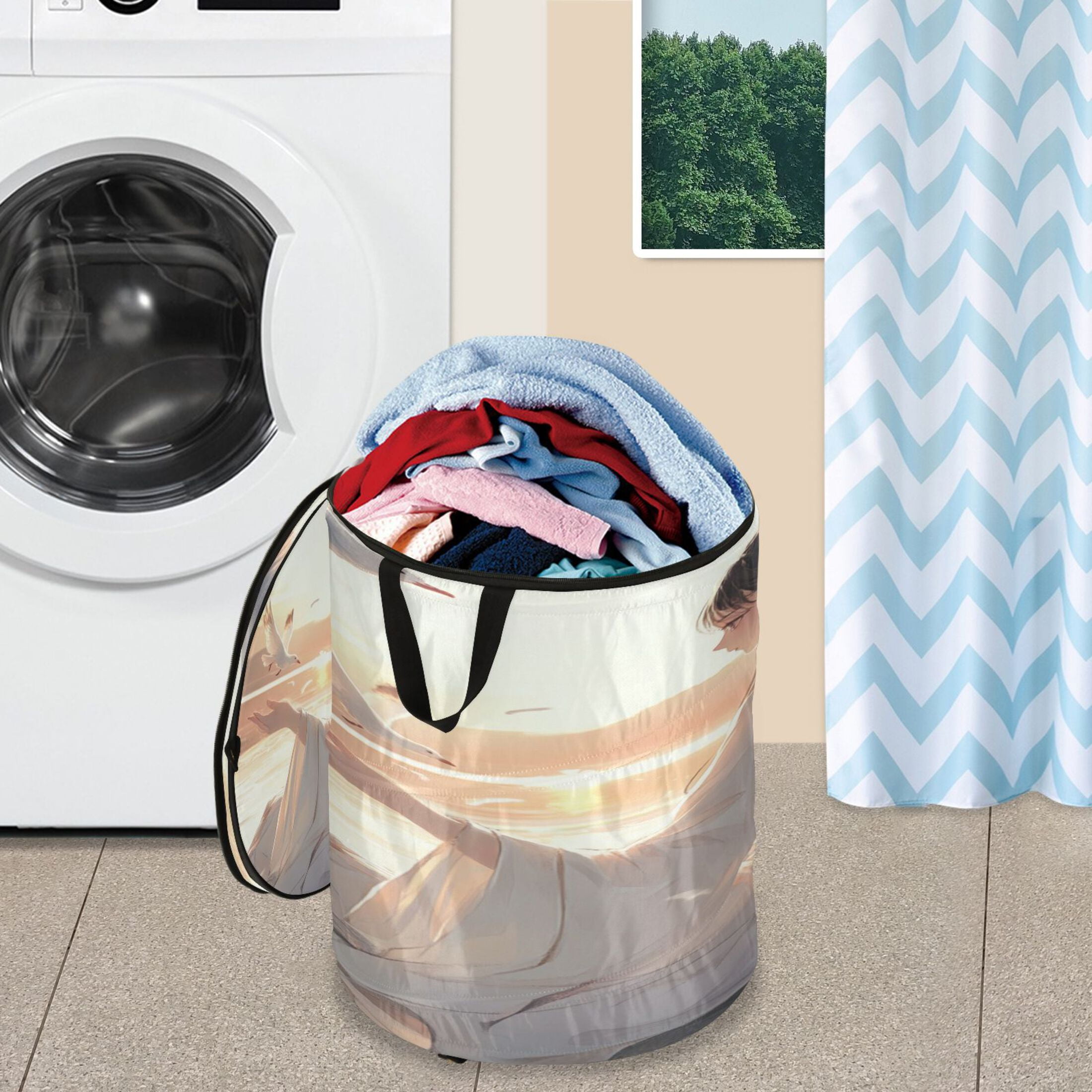 WOBOGO Ancient Fairy Foldable Laundry Baskets with Carry Handle Zipper ...