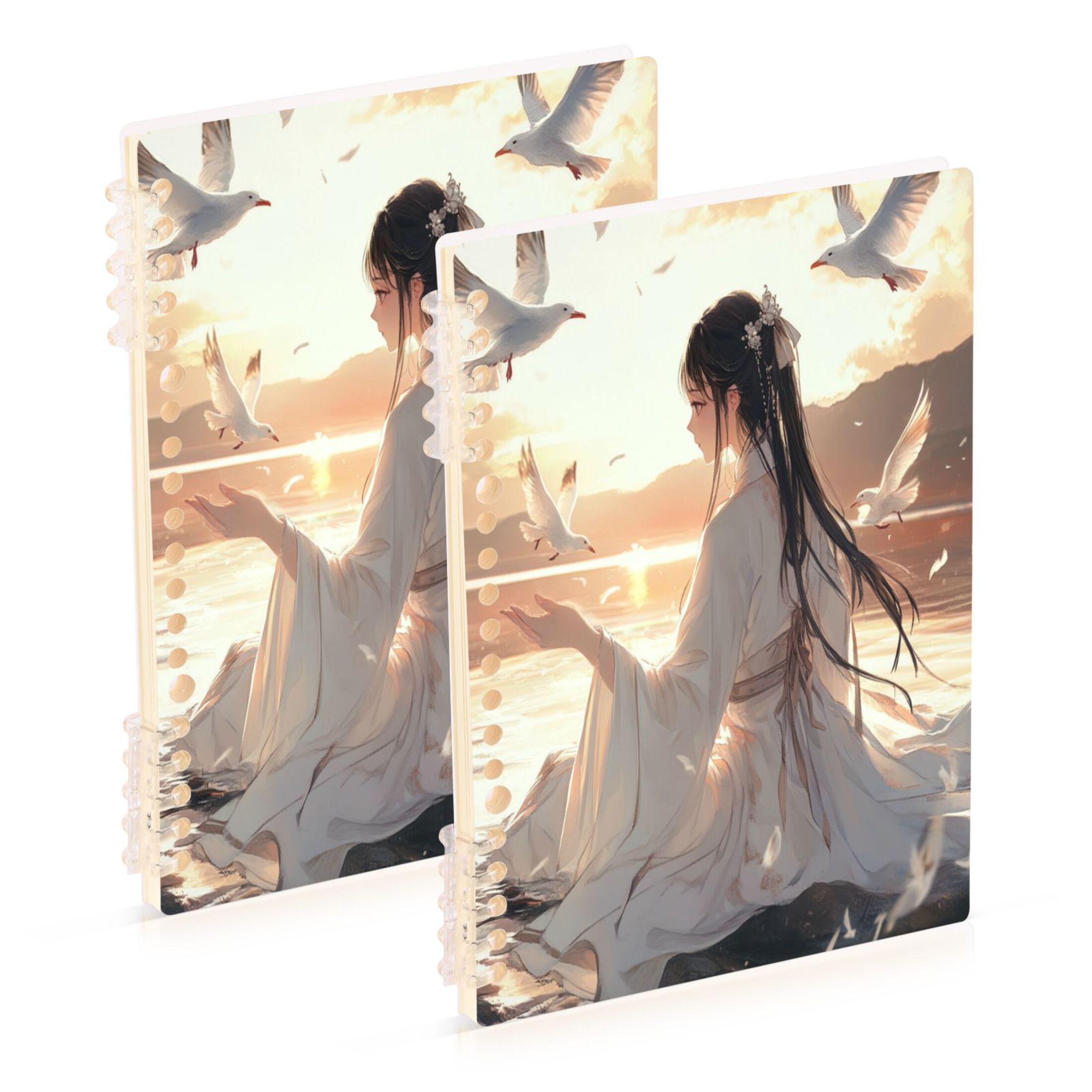 WOBOGO Ancient Fairy Notebook College Horizontal Grid Paper Ink Spill ...
