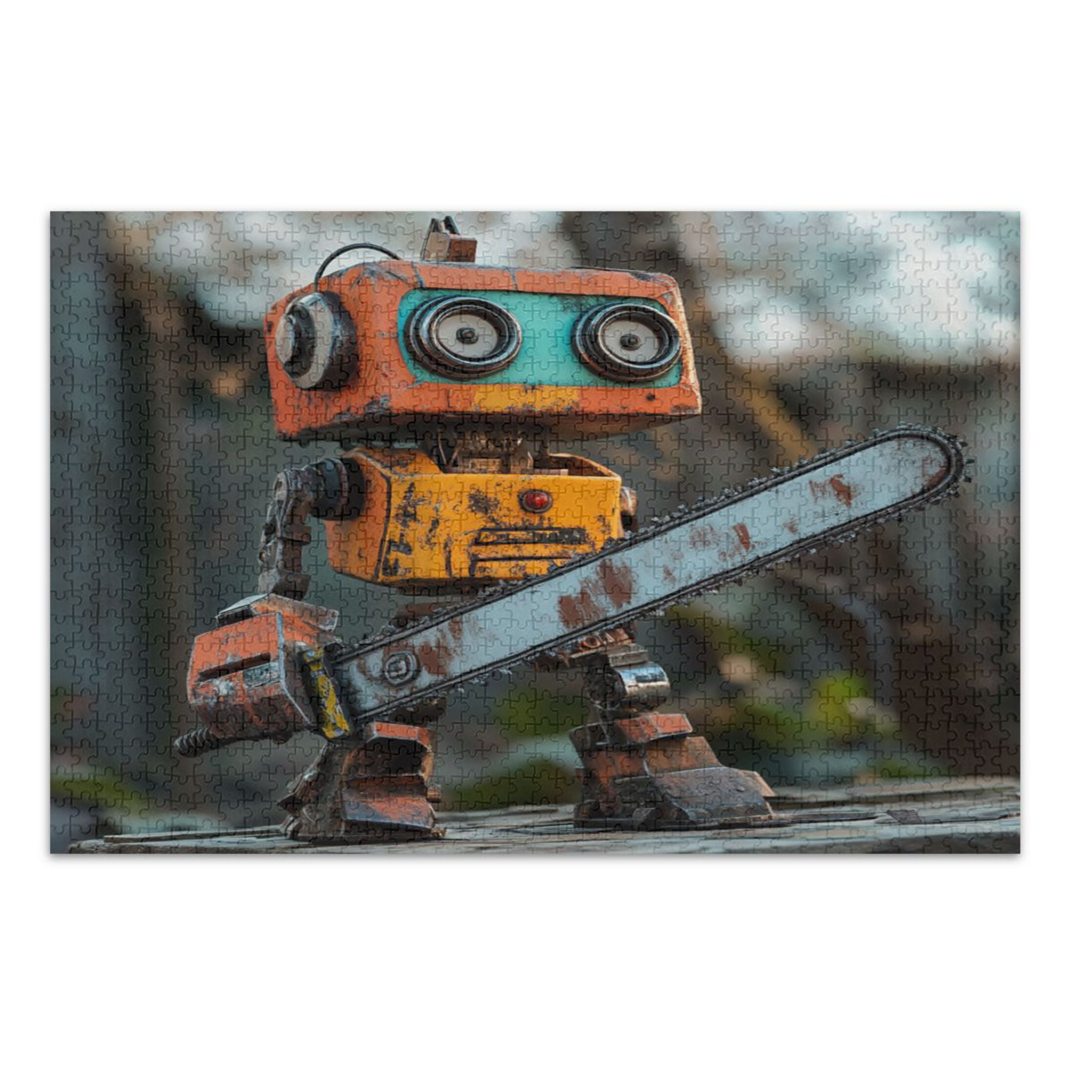 WOBOGO Animated Chainsaw Robot Jigsaw Puzzle Challenge 500 Piece Jigsaw ...