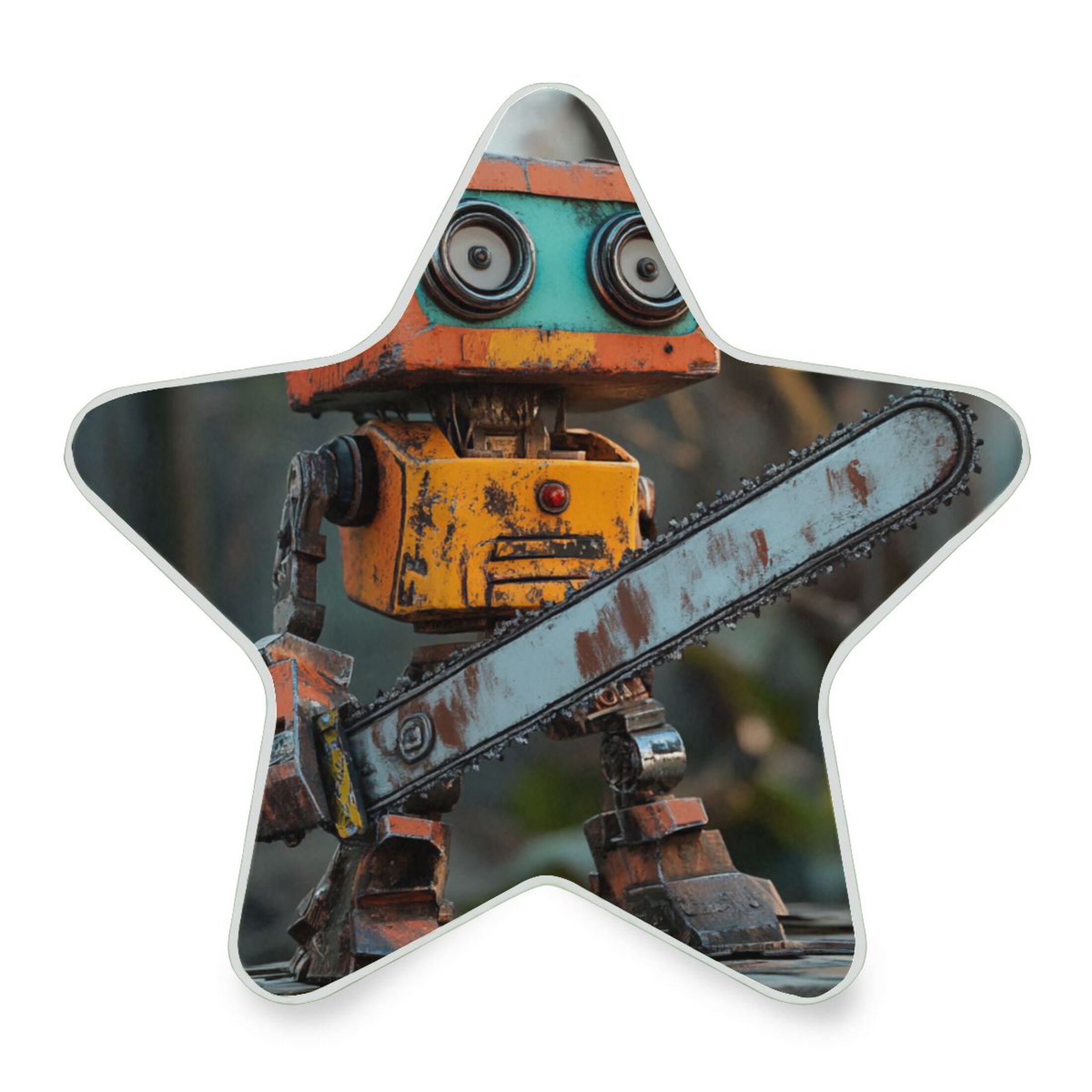 WOBOGO Animated Chainsaw Robot LED Star Night Light 0.2 Watt Wall Plug ...