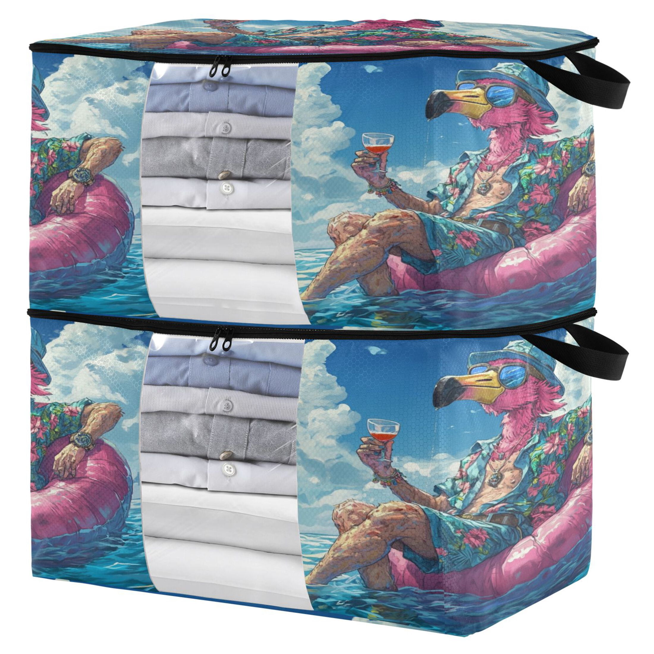 WOBOGO Anime Flamingo Clothes Storage 2Pack Foldable Thick Fabric ...