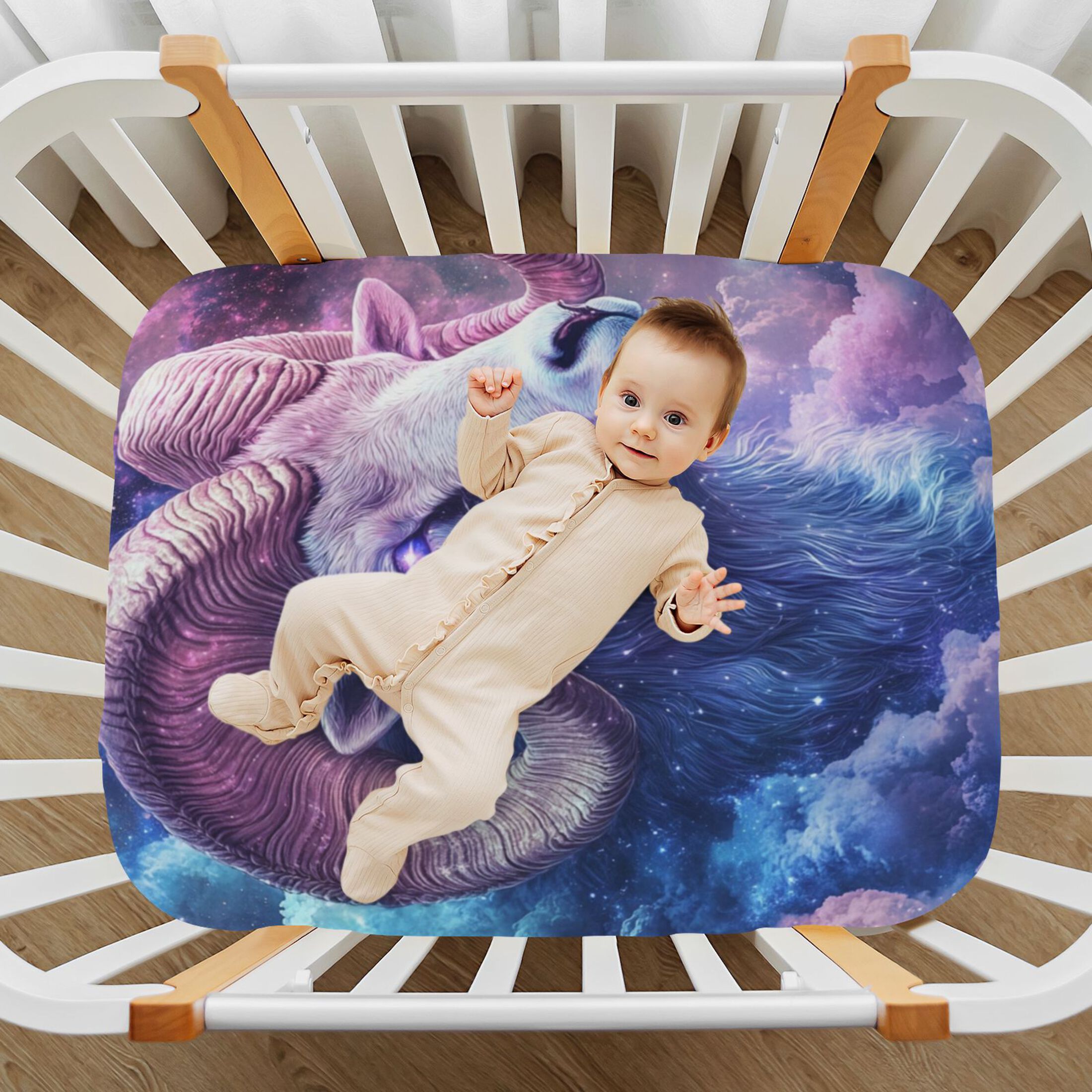 WOBOGO Aries Blue Purple Pattern Baby Crib Sheets Super Soft Microfiber ...