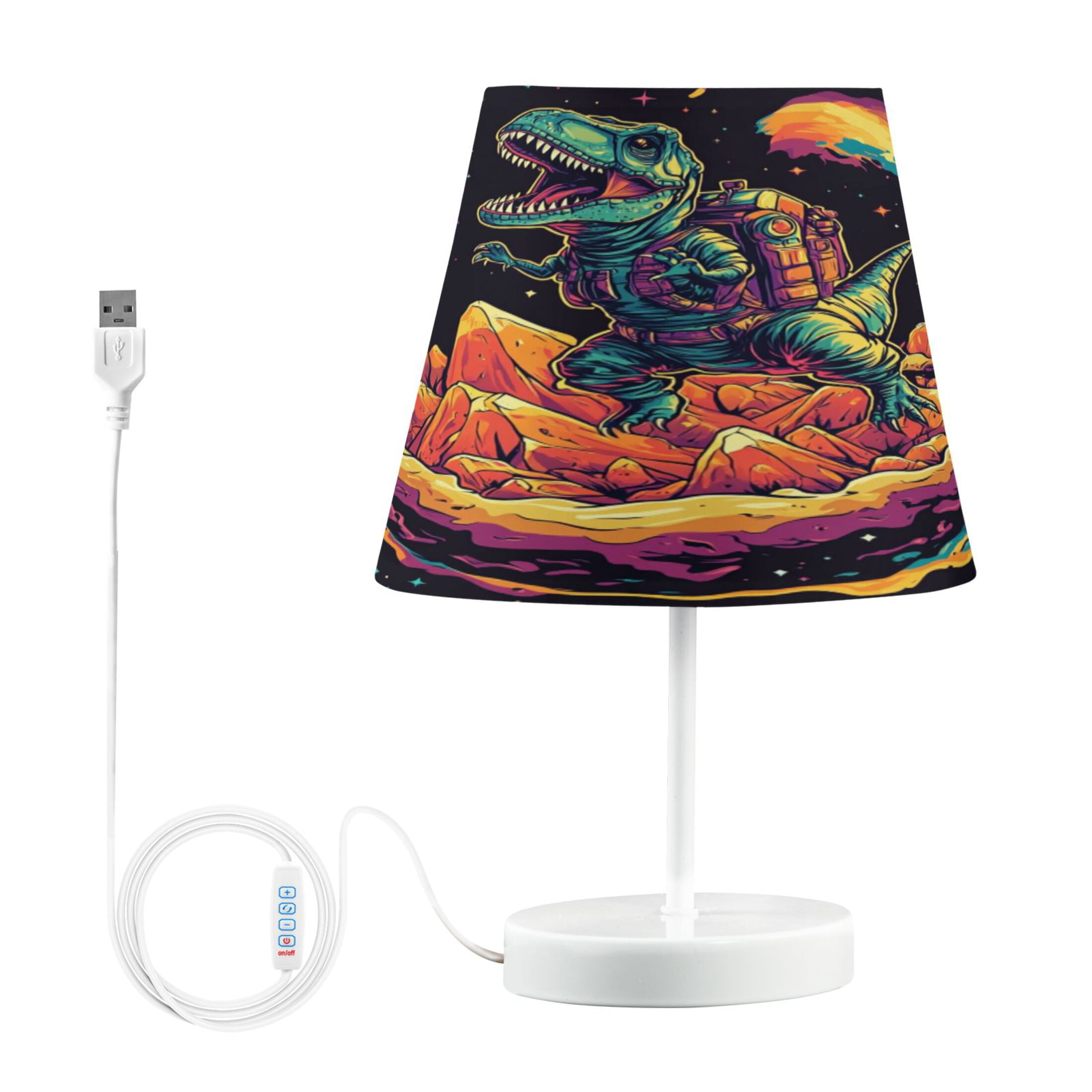 WOBOGO Astronaut Tyrannosaurus Rex Table Lamps Bedroom 3-Speed Dimmable ...