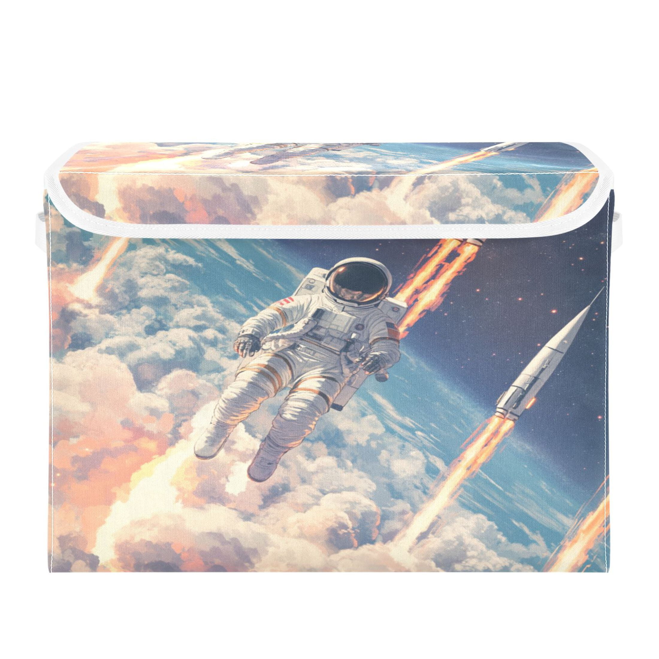 WOBOGO Astronauts Fly Into Space Large Collapsible Storage Box Flip Lid ...