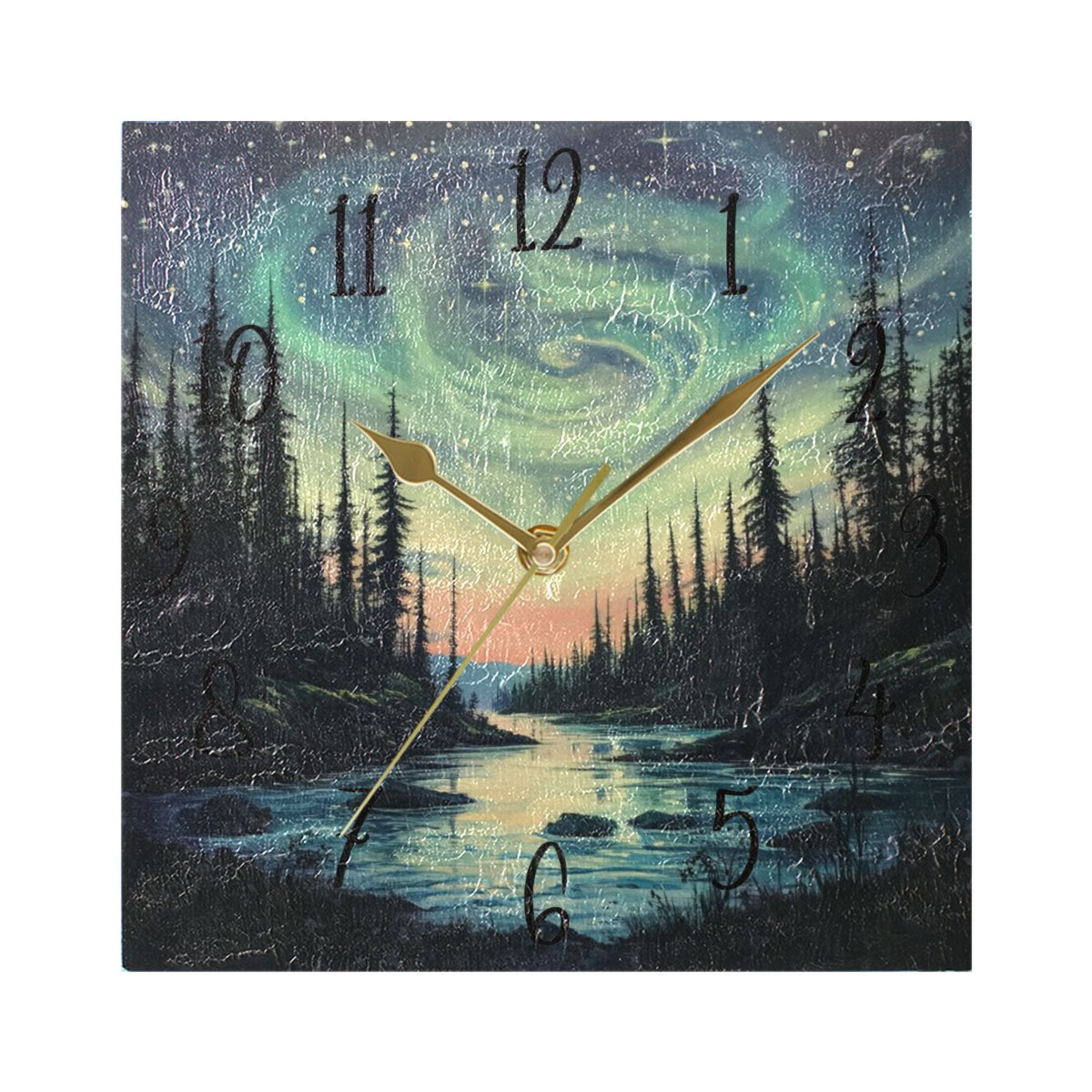 WOBOGO Aurora Wall Clock 7.78 Inch Battery Operated Silent Unit Square ...