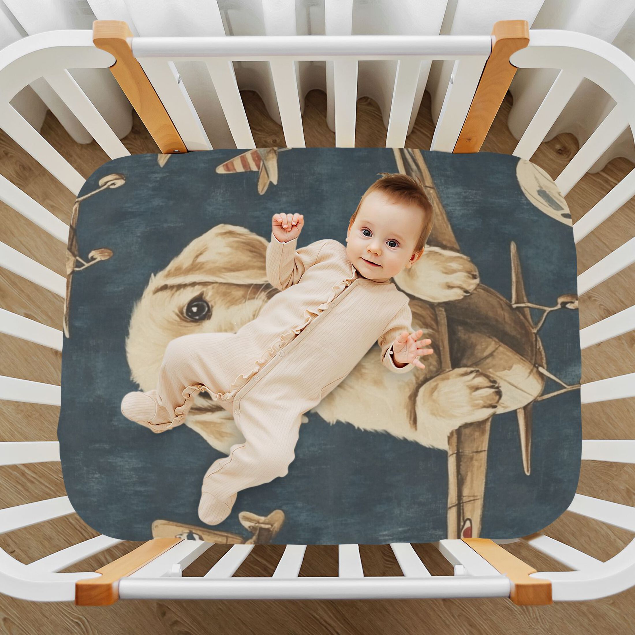 WOBOGO Aviation Puppy Baby Crib Sheets Super Soft Microfiber Playard ...