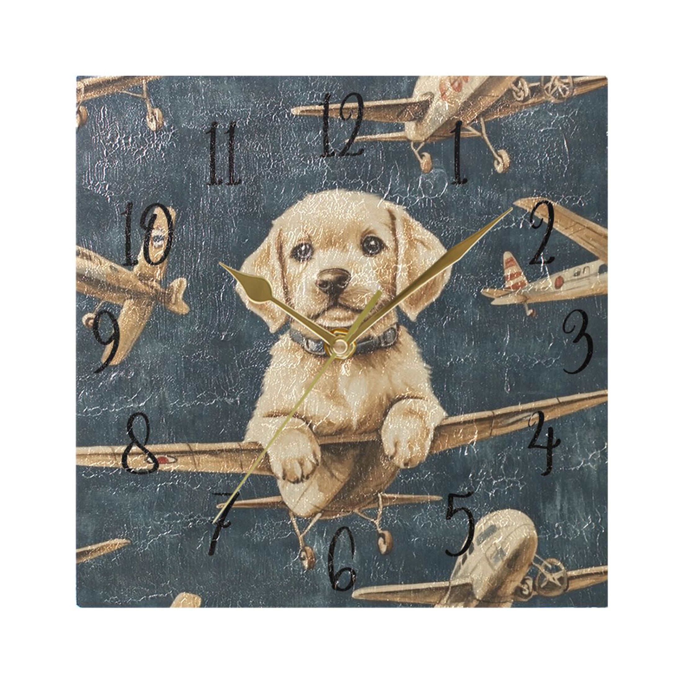 WOBOGO Aviation Puppy Wall Clock 7.78 Inch Battery Operated Silent Unit ...