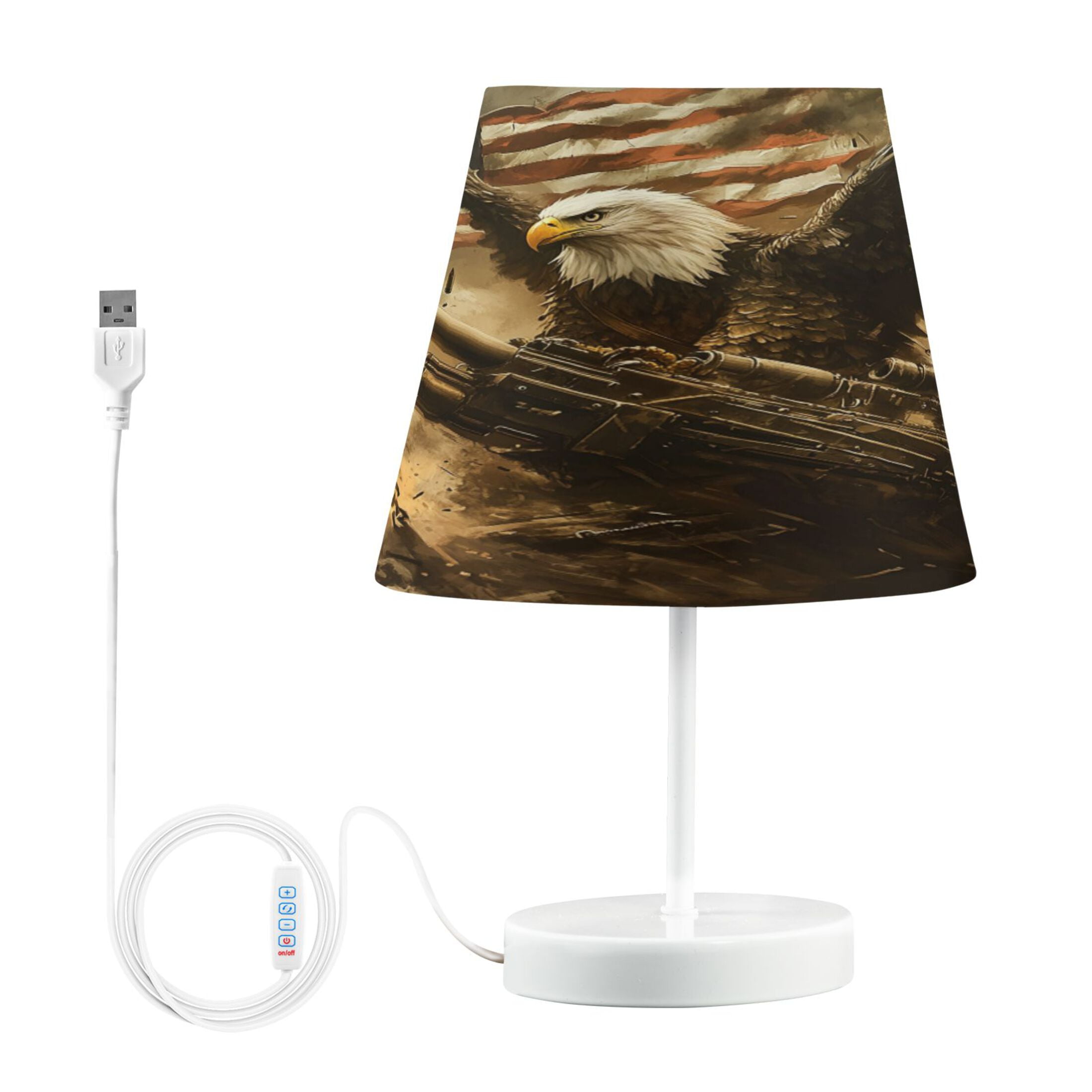 WOBOGO Bald Eagle Cannon Table Lamps Bedroom 3-Speed Dimmable Farm ...