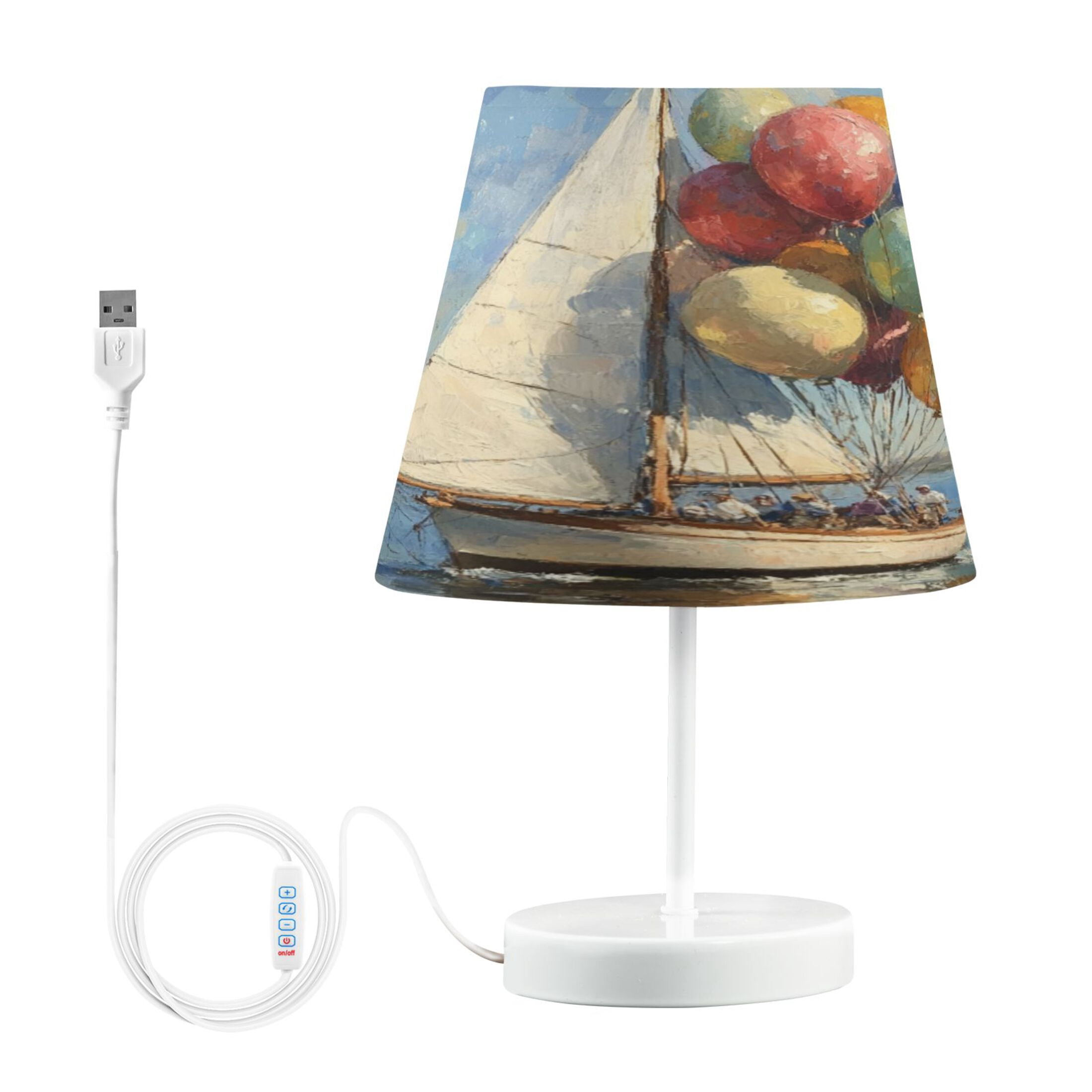 WOBOGO Balloon Sailing Table Lamps Bedroom 3-Speed Dimmable Farm Style ...