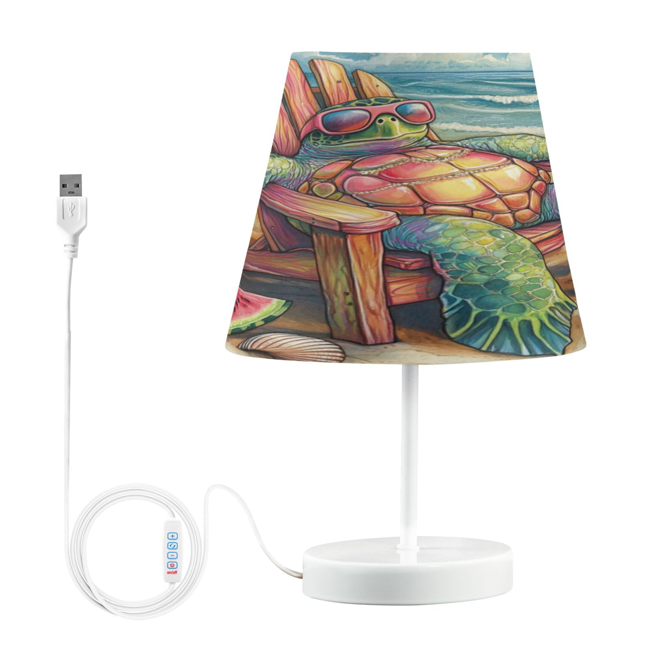 WOBOGO Beach Turtles Table Lamps Bedroom 3-Speed Dimmable Farm Style ...