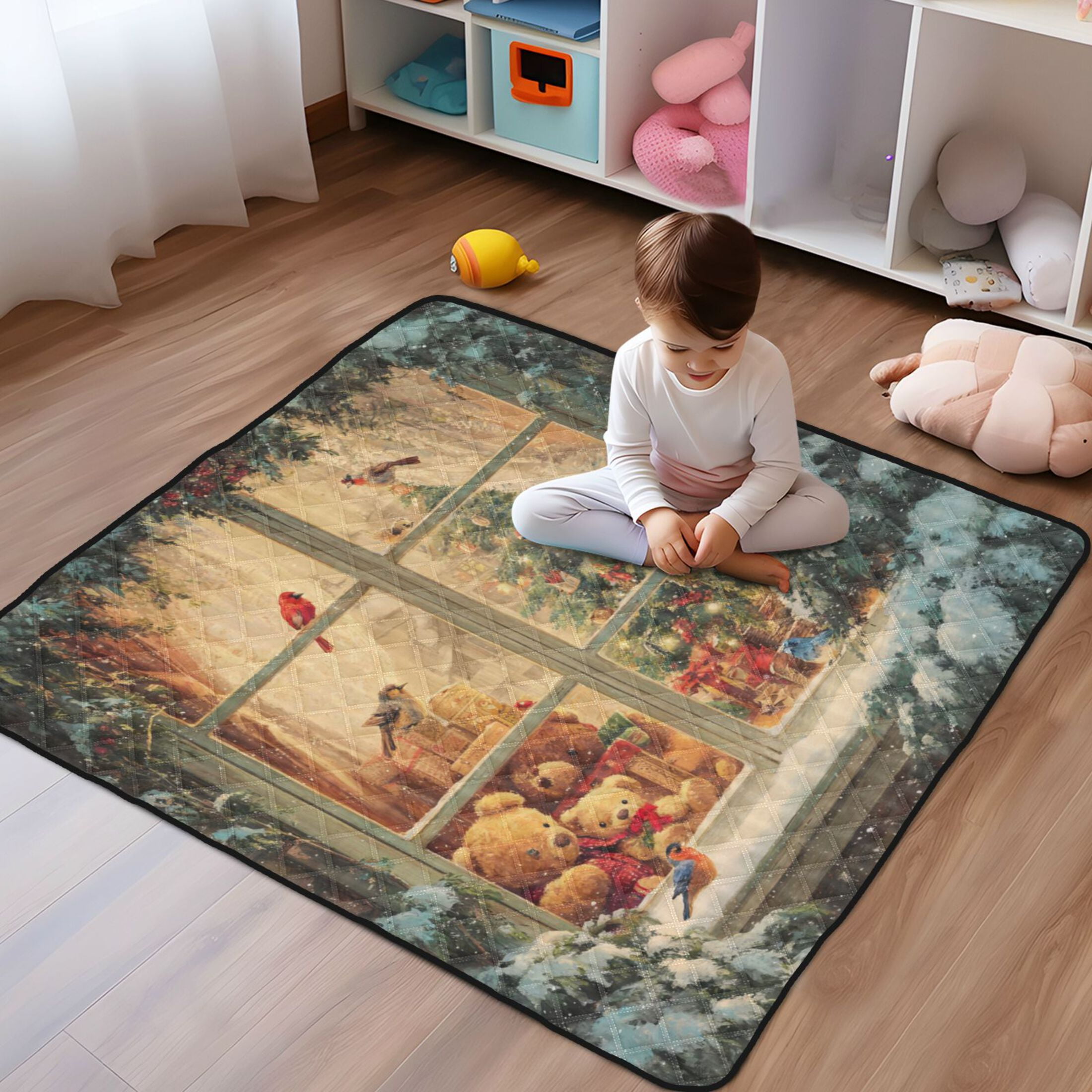 WOBOGO Beautiful Christmas Window Baby Playmats Extra Large Waterproof ...