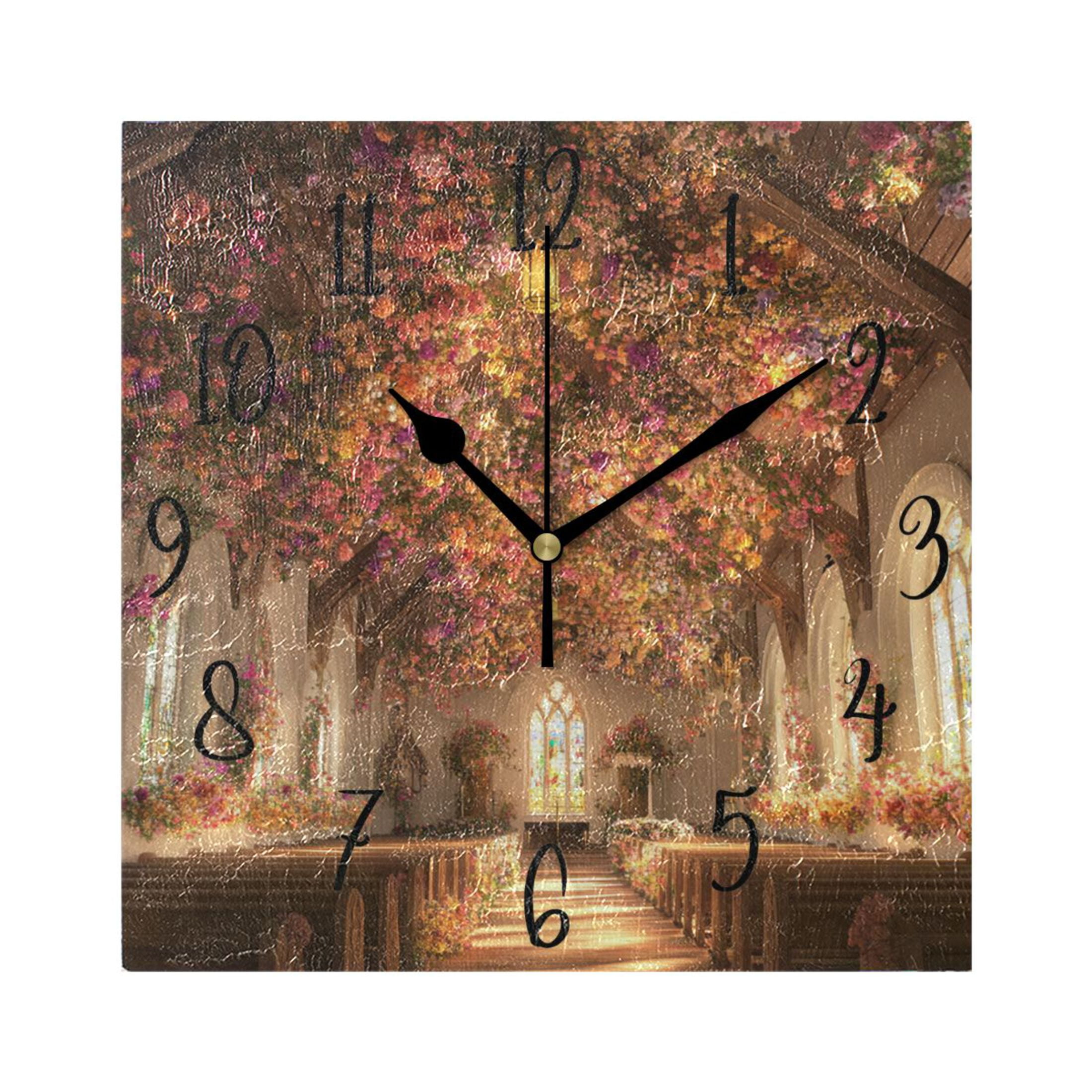 WOBOGO Beautiful Church Wall Clock 7.78 Inch Battery Operated Silent ...