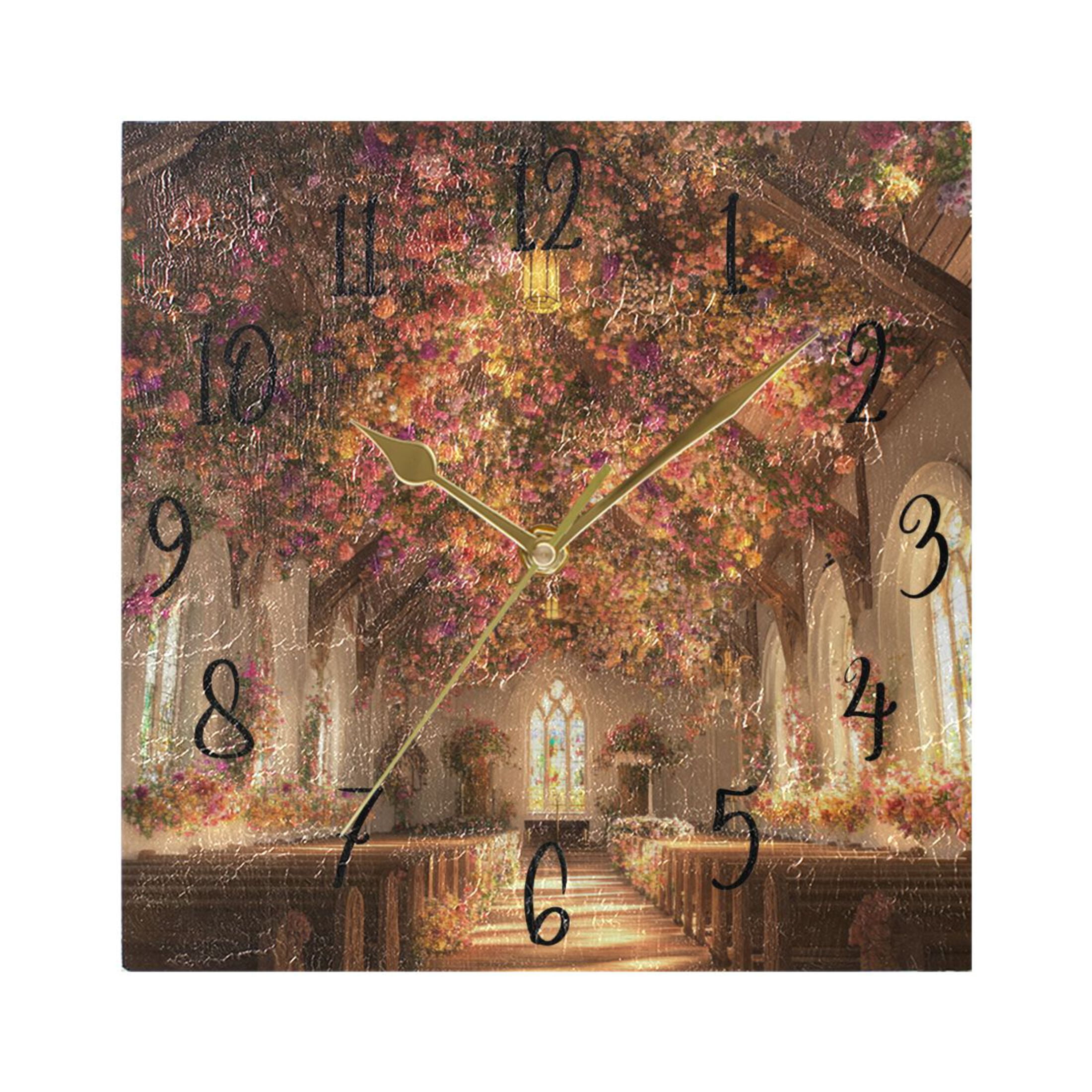 WOBOGO Beautiful Church Wall Clock 7.78 Inch Battery Operated Silent ...