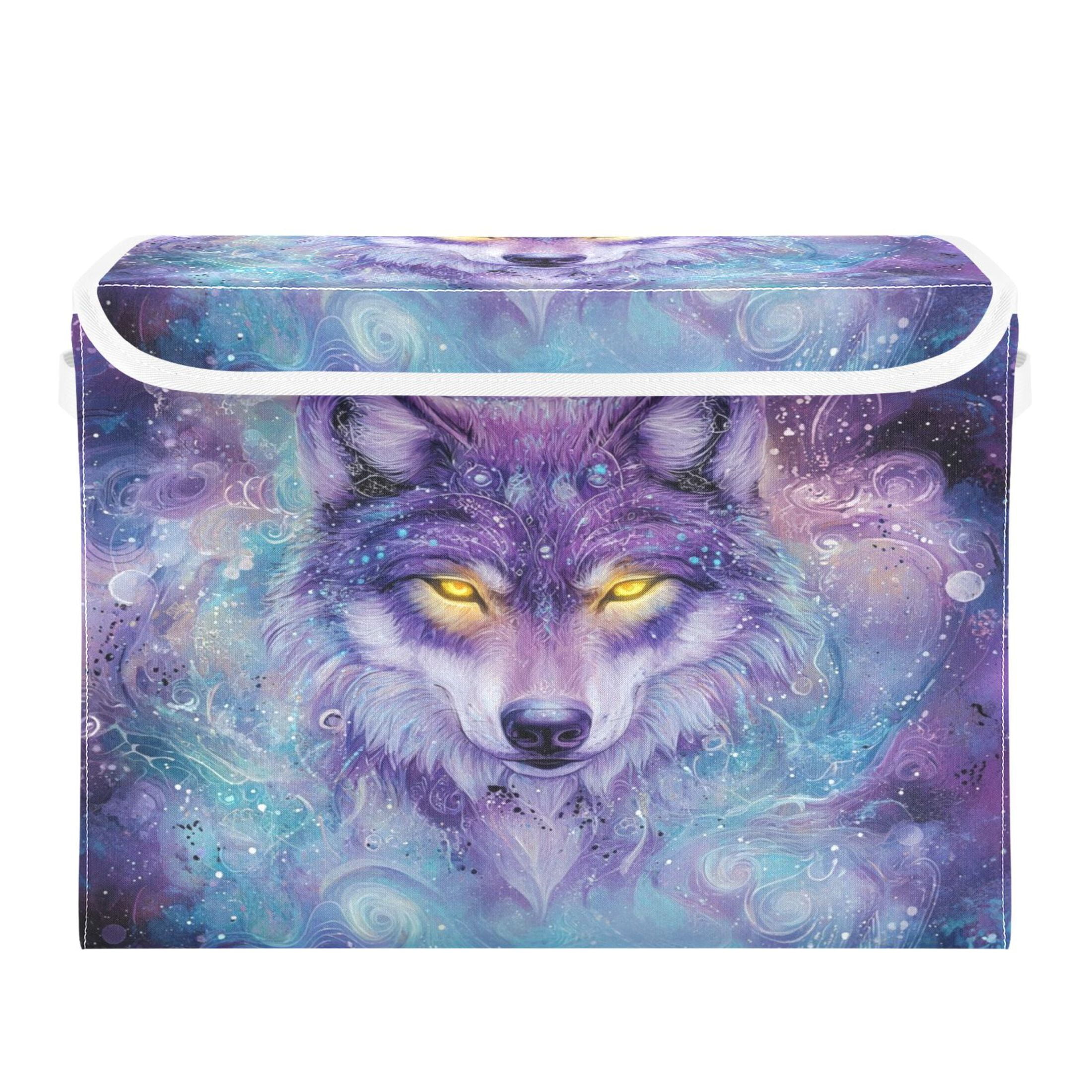 WOBOGO Beautiful Fantasy Wolf Large Collapsible Storage Box Flip Lid ...