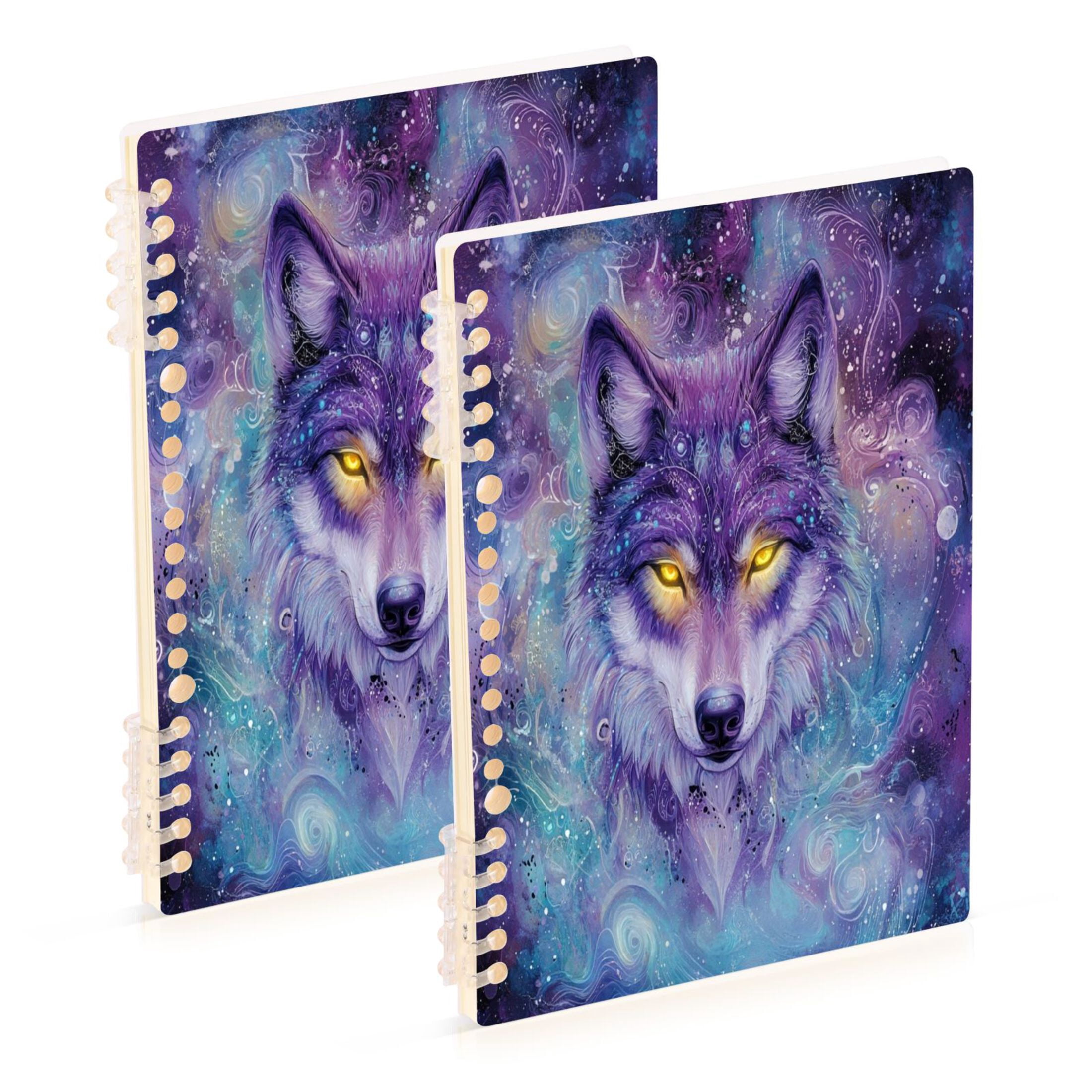 WOBOGO Beautiful Fantasy Wolf Notebook College Horizontal Grid Paper ...