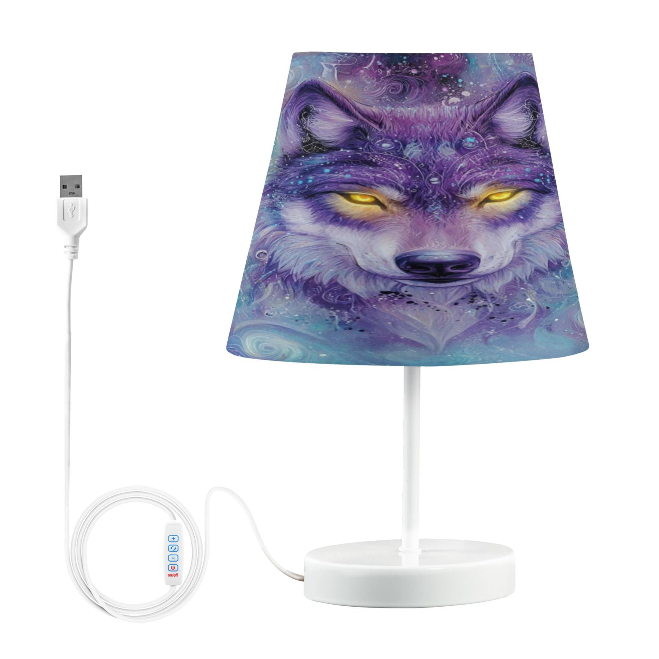 WOBOGO Beautiful Fantasy Wolf Table Lamps Bedroom 3-Speed Dimmable Farm ...