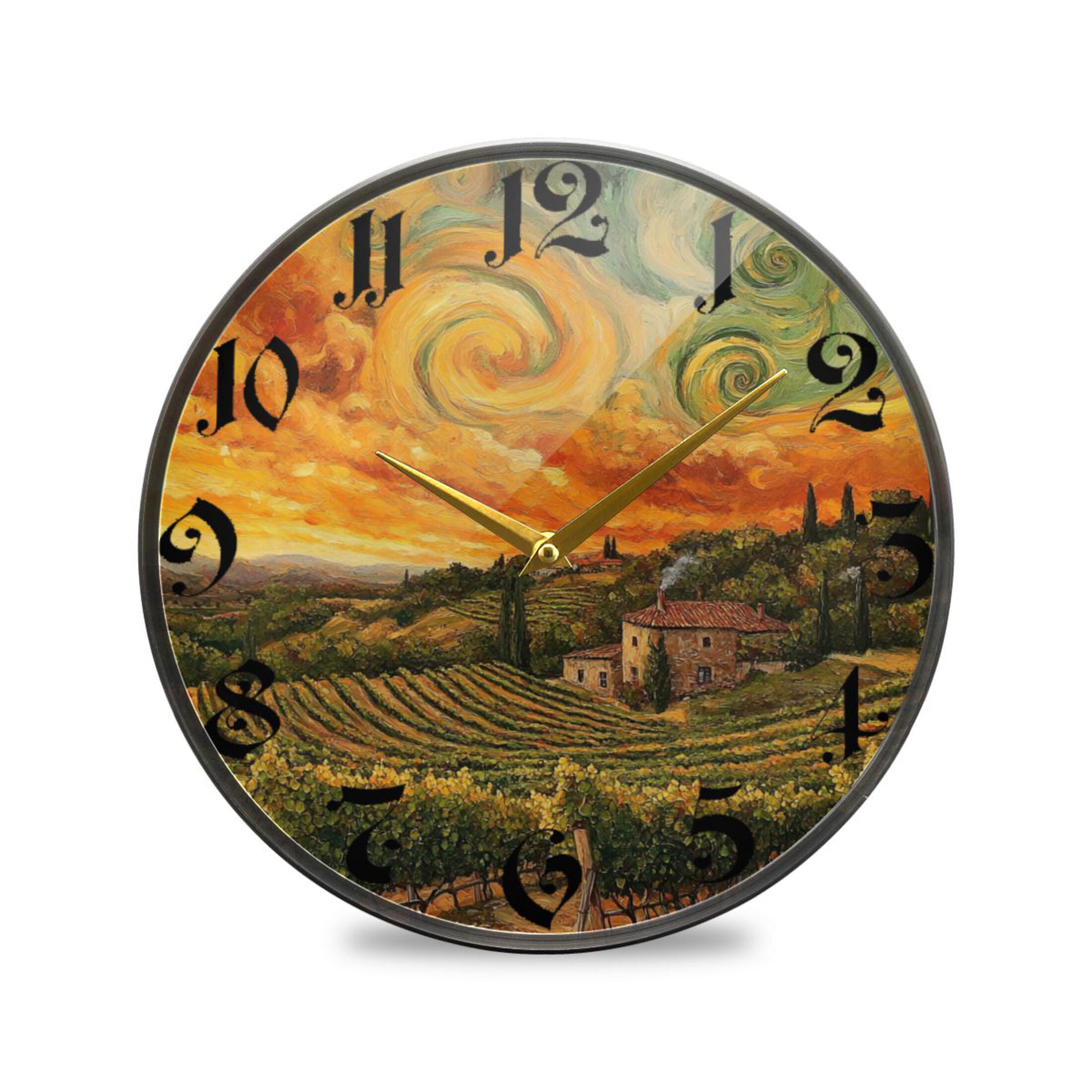 WOBOGO Beautiful Vineyard Acrylic Wall Clock Battery Operated 9.5in ...