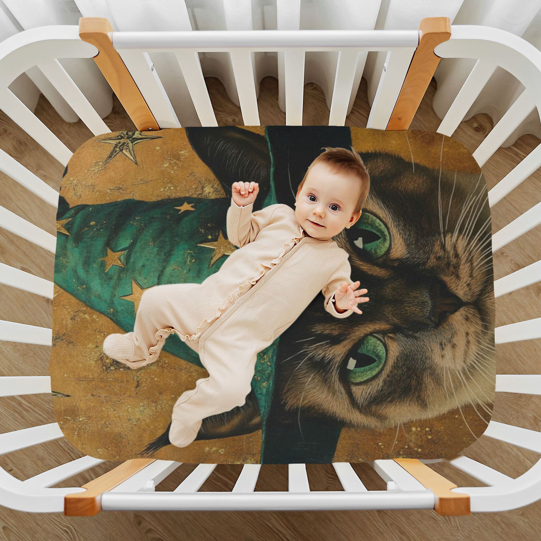 WOBOGO Bengal Cat Baby Crib Sheets Super Soft Microfiber Playard Sheet ...