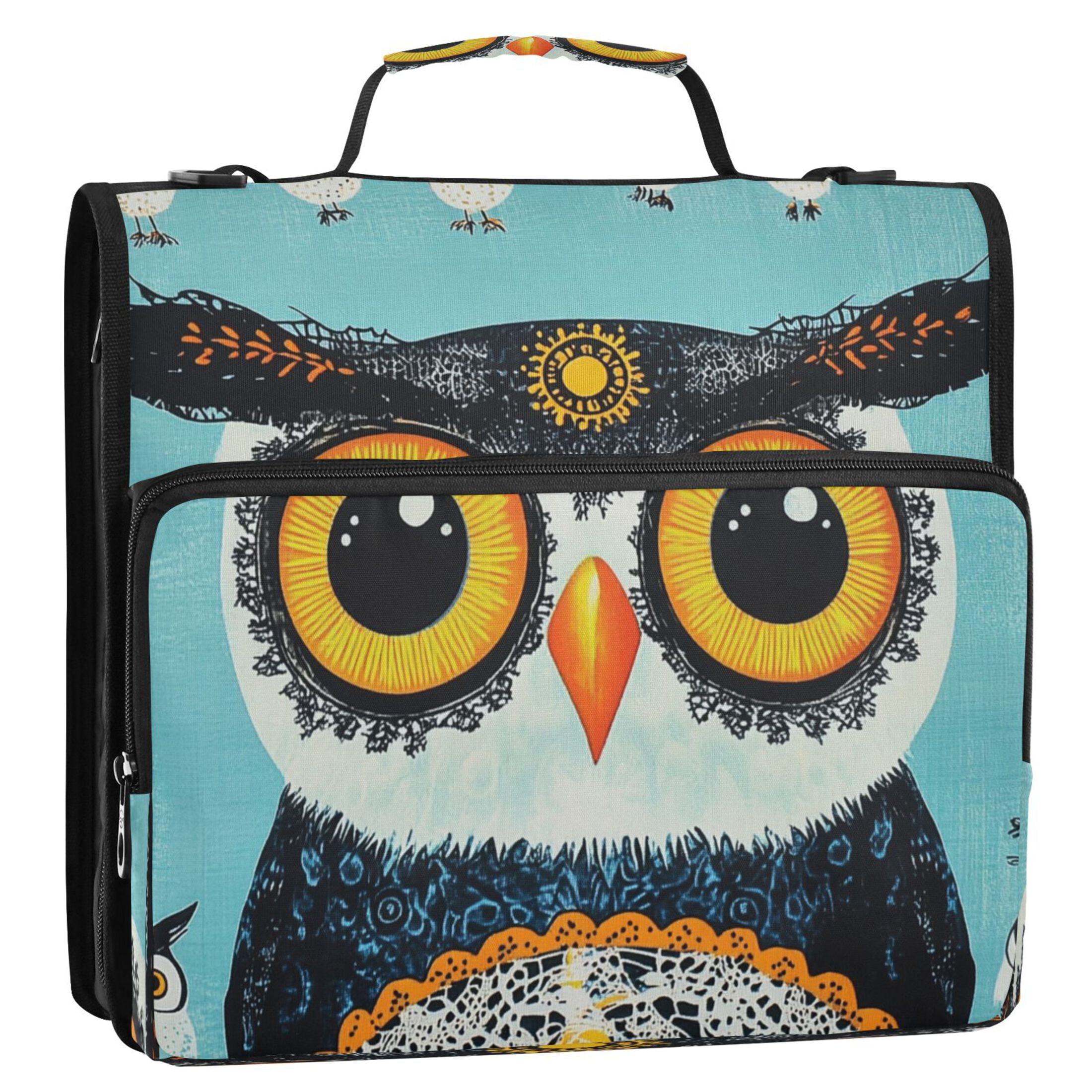 WOBOGO Big Head Owl Ring Binder Bag 1.5in Folder Organizer with ...