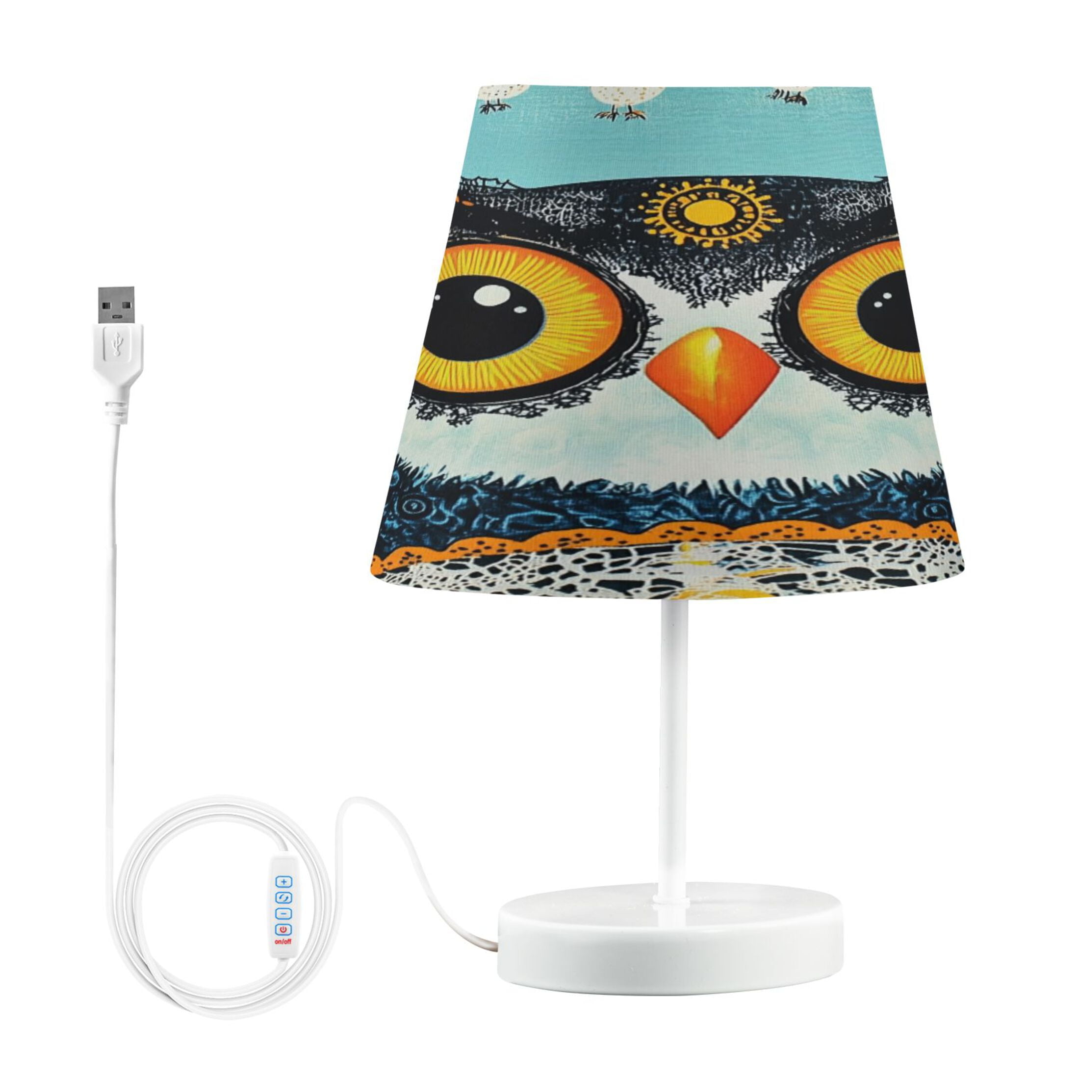 WOBOGO Big Head Owl Table Lamps Bedroom 3-Speed Dimmable Farm Style ...