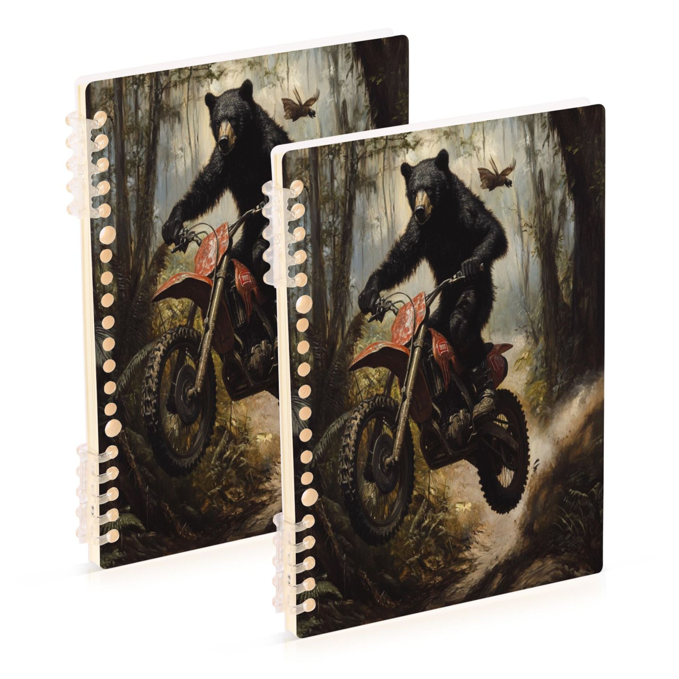 WOBOGO Black Bear Riding A Motocross Bike Notebook College Horizontal ...