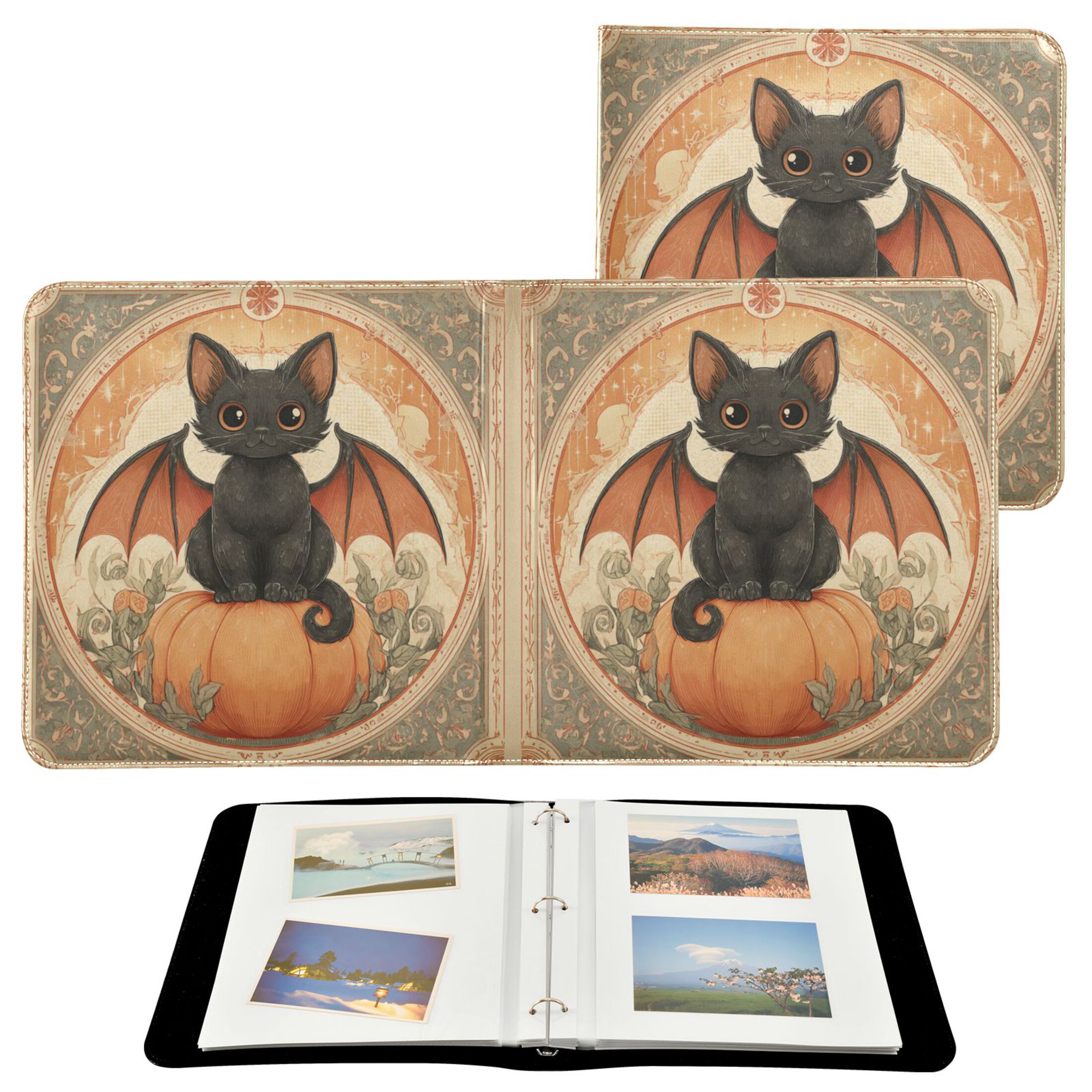 WOBOGO Black Cat Angel Photo Albums 20 Pages Large Capacity DIY Self ...