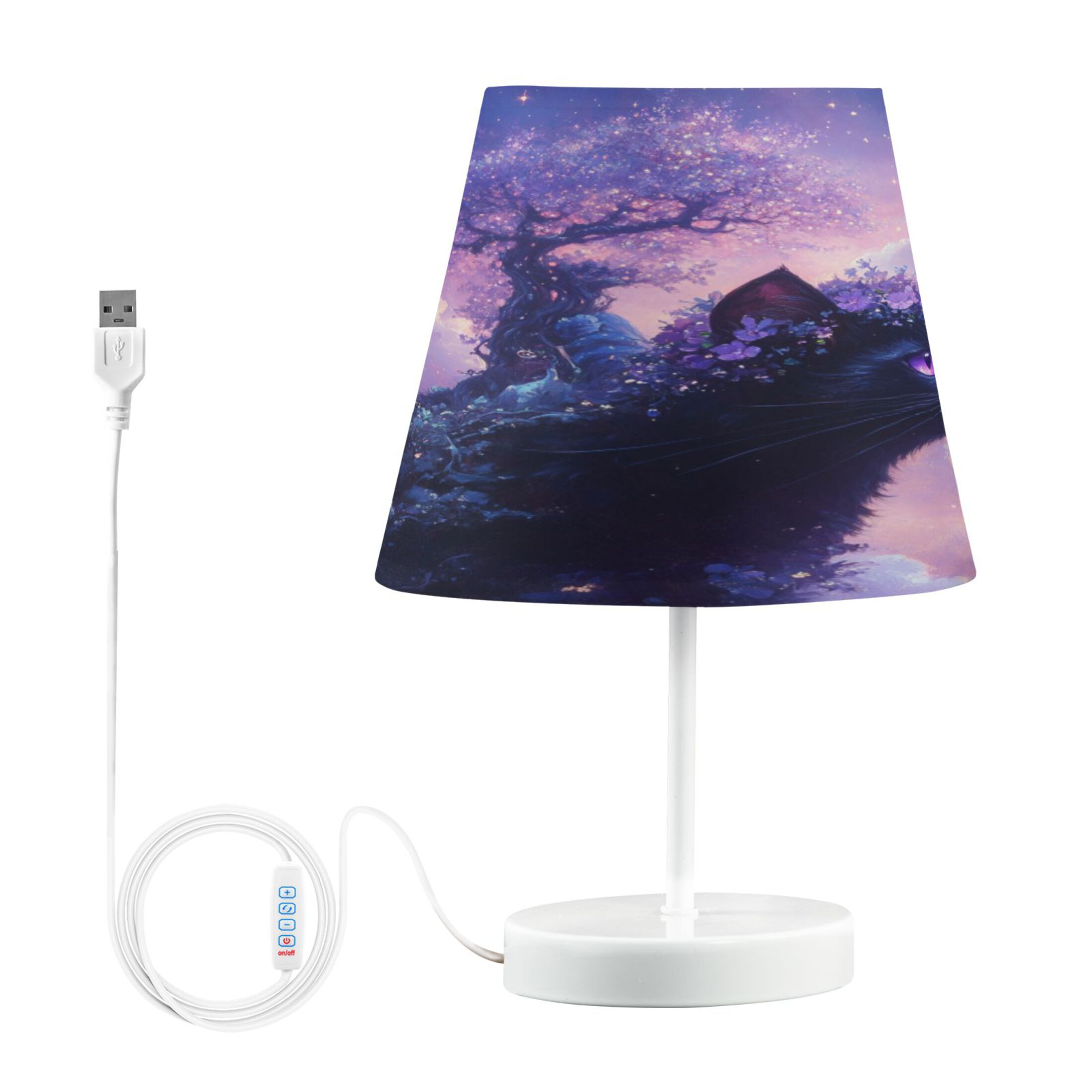 WOBOGO Black Cat Goblin Table Lamps Bedroom 3-Speed Dimmable Farm Style ...