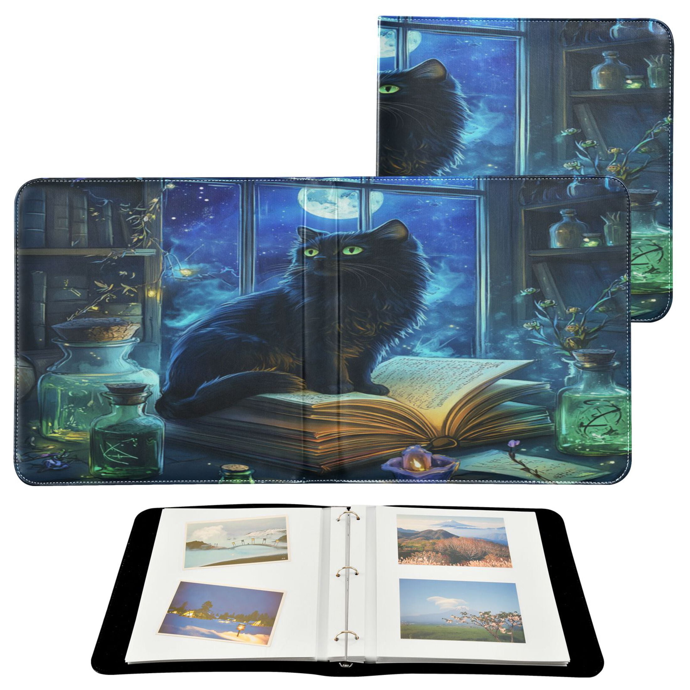 WOBOGO Black Cat Green Pupil Photo Albums 20 Pages Large Capacity DIY ...