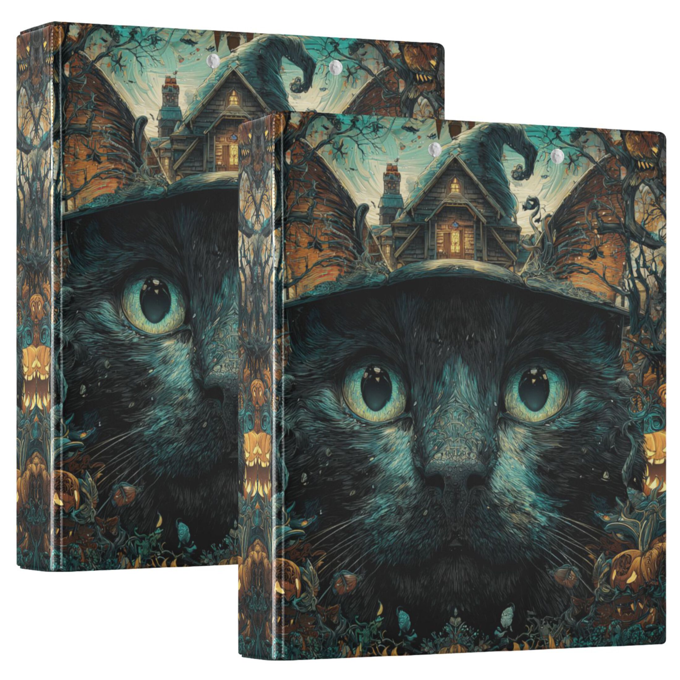 WOBOGO Black Cat Haunted House File Folders Extra Large Capacity to ...
