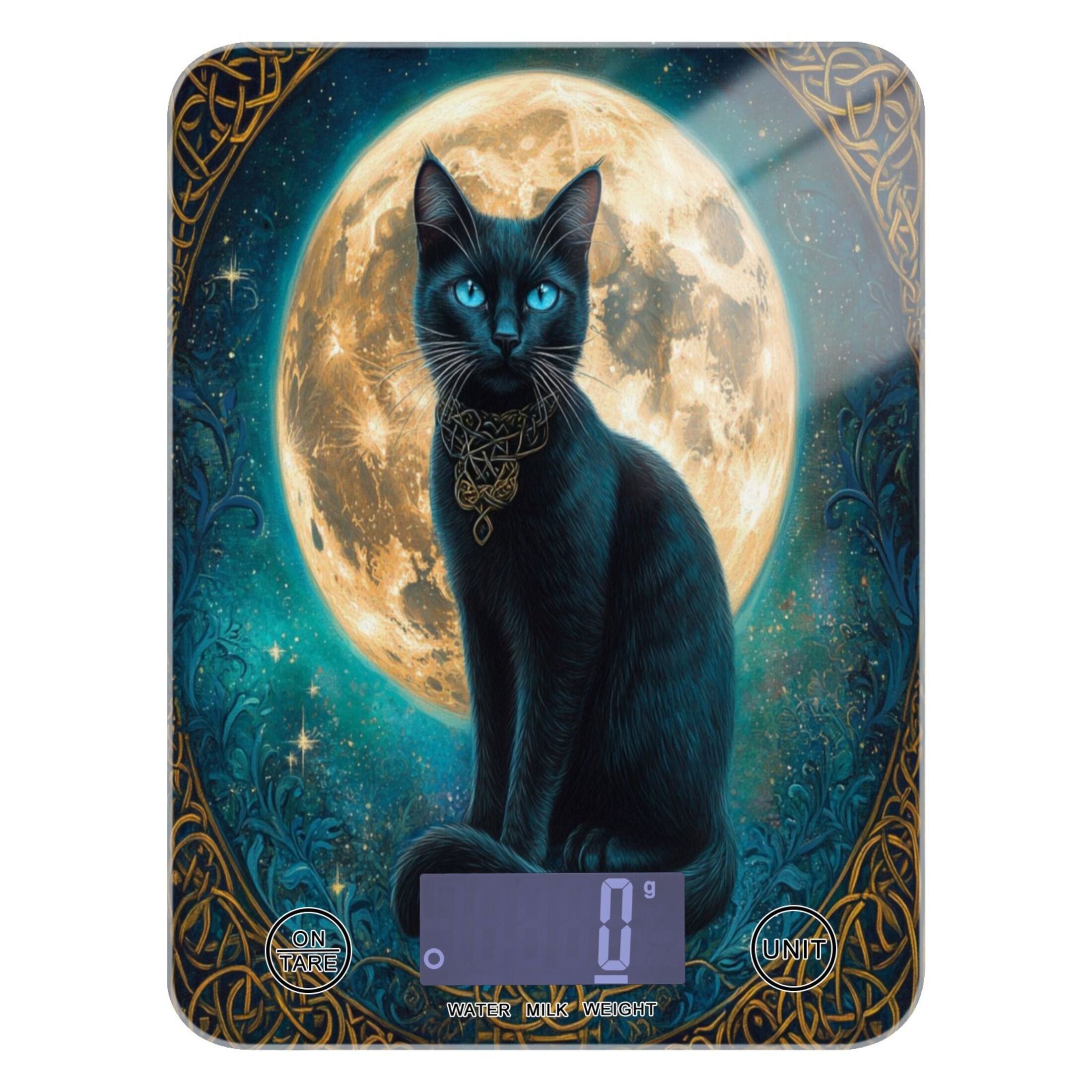 WOBOGO Black Cat with Full Moon Kitchen Scale Digital Gram and Ounce ...
