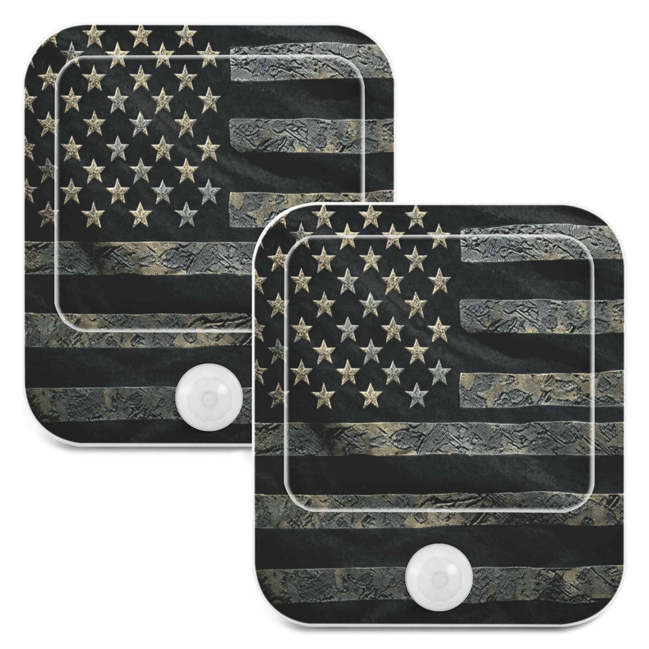 WOBOGO Black Design American Flag Night Light Lamp Set of 2 with Smart ...