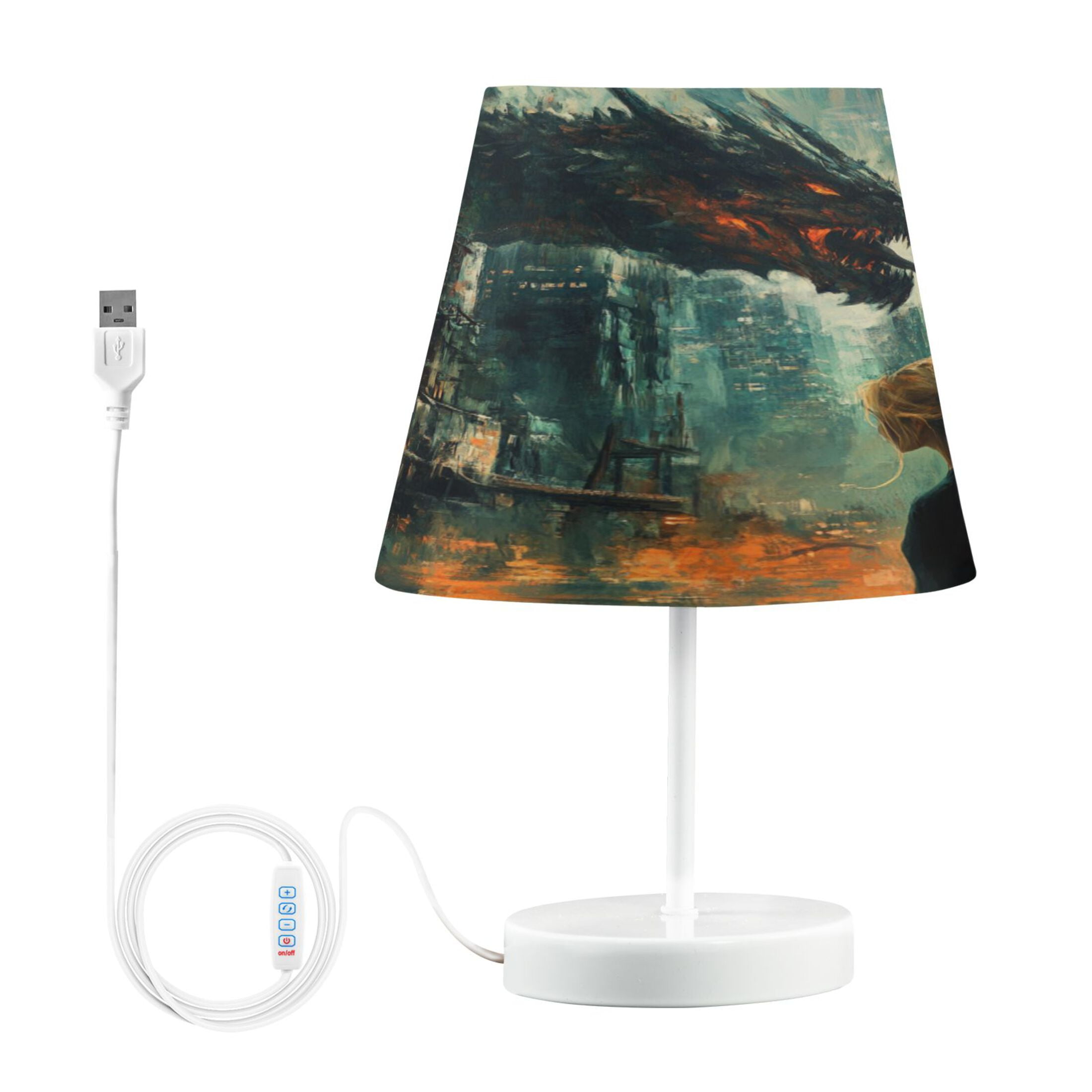 WOBOGO Black Dragon Table Lamps Bedroom 3-Speed Dimmable Farm Style ...