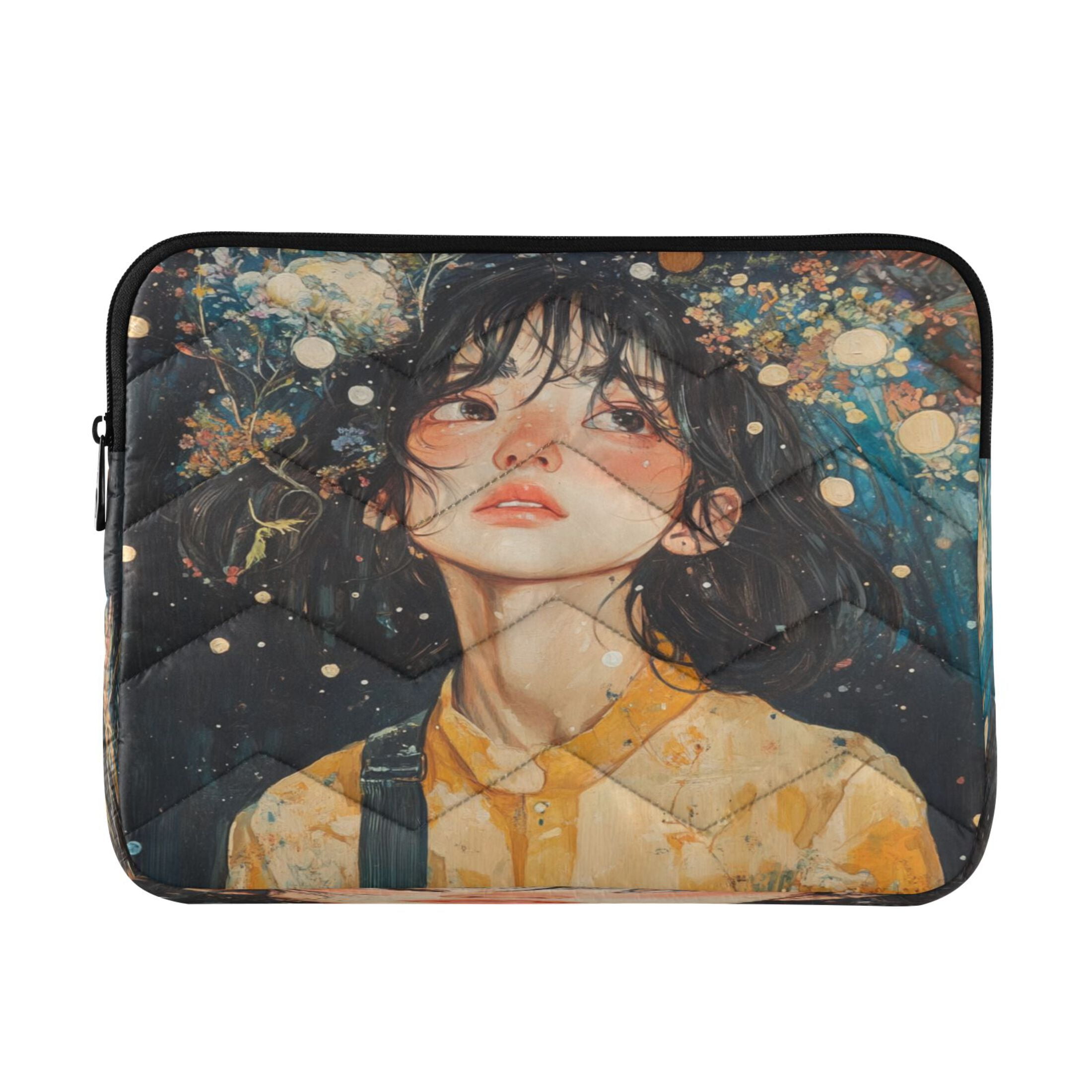 WOBOGO Black Hair Lass Laptop Sleeve 13.4 inch Lightweight Zipper ...