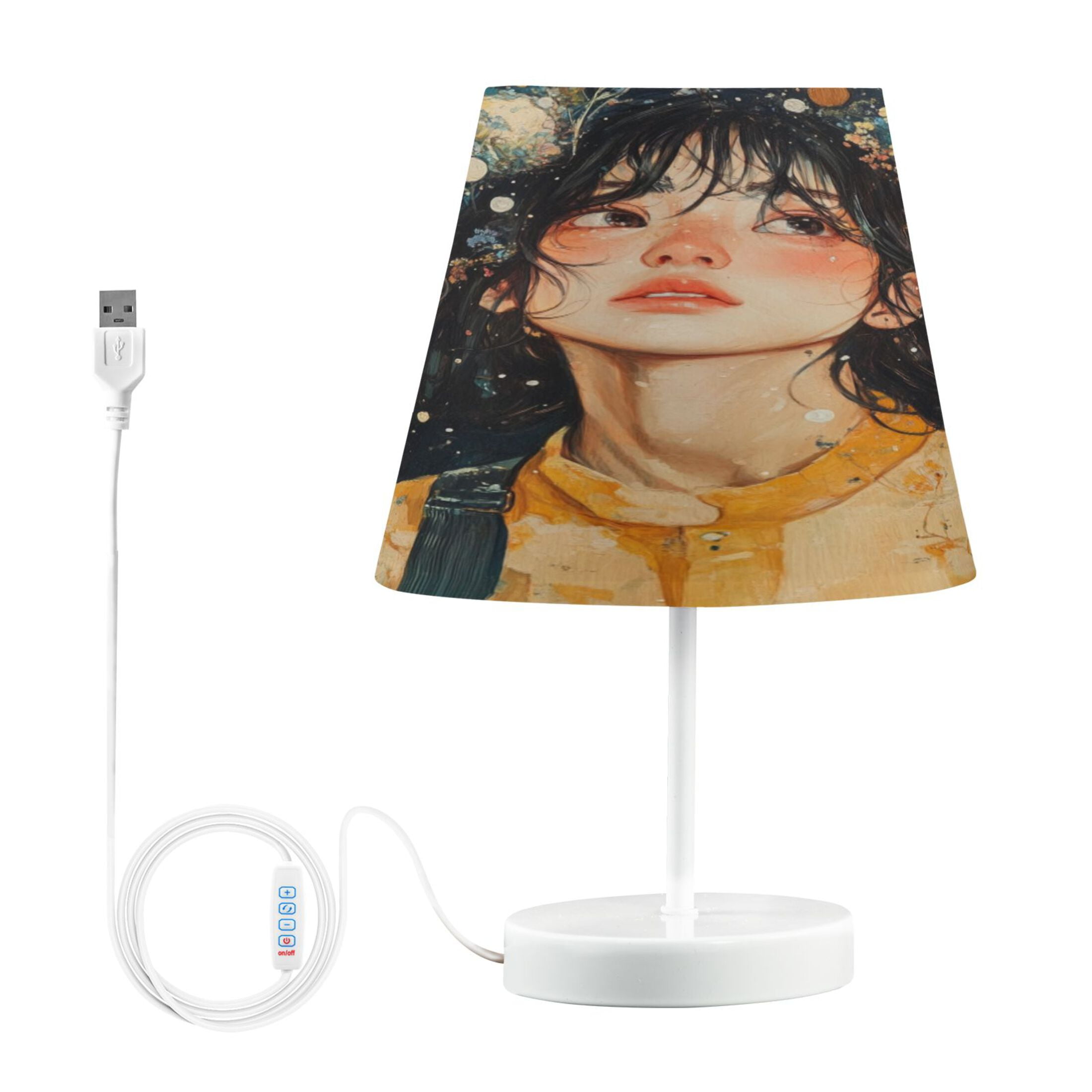 WOBOGO Black Hair Lass Table Lamps Bedroom 3-Speed Dimmable Farm Style ...