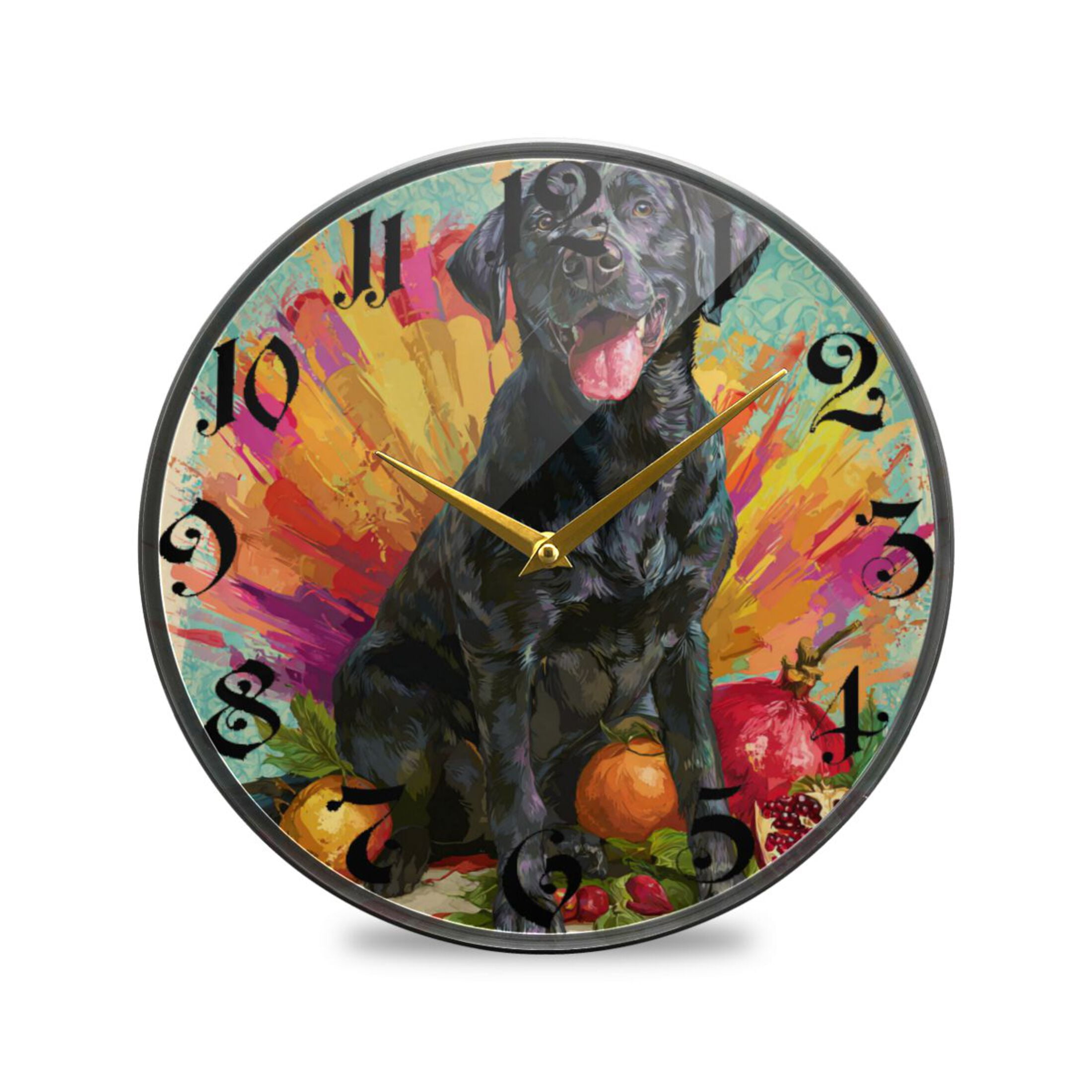 WOBOGO Black Labrador Acrylic Wall Clock Battery Operated 9.5in Silent ...