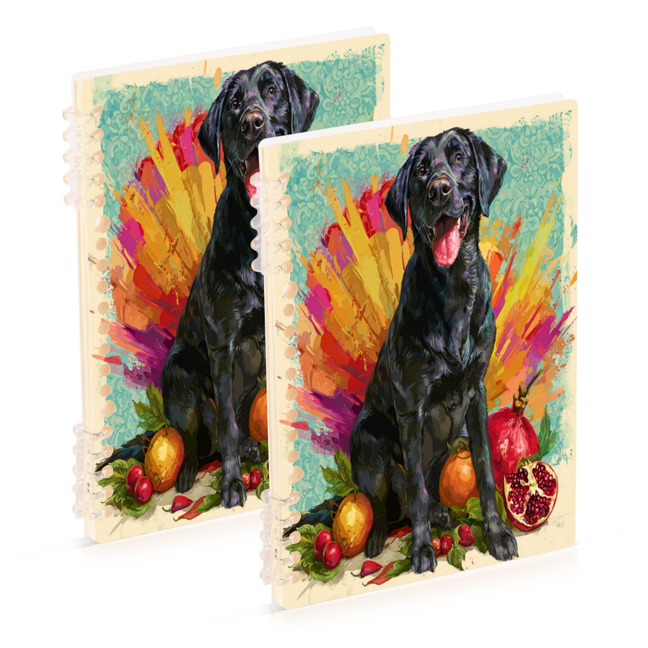 WOBOGO Black Labrador Notebook College Horizontal Grid Paper Ink Spill ...