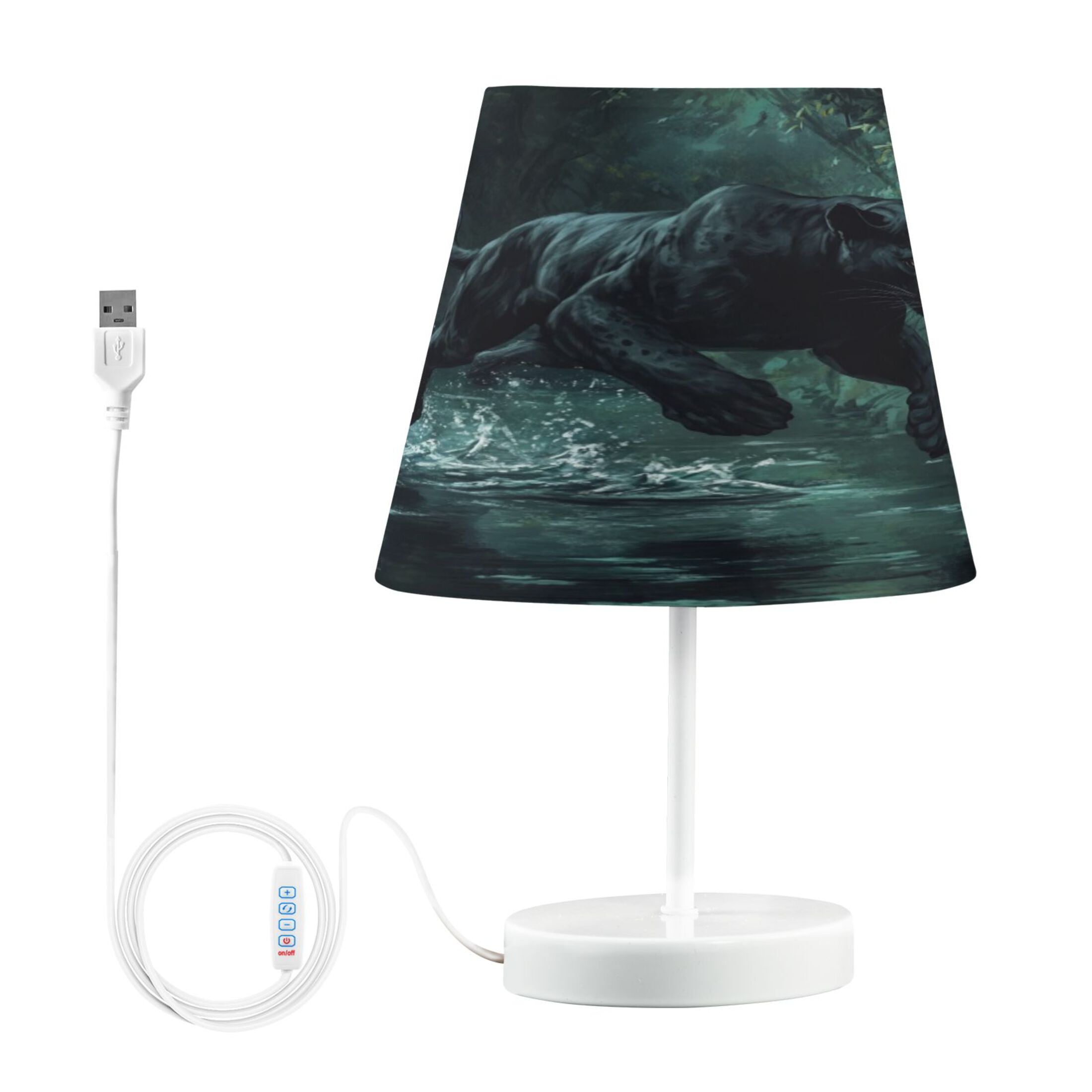 WOBOGO Black Panther Leaping over Water Table Lamps Bedroom 3-Speed ...