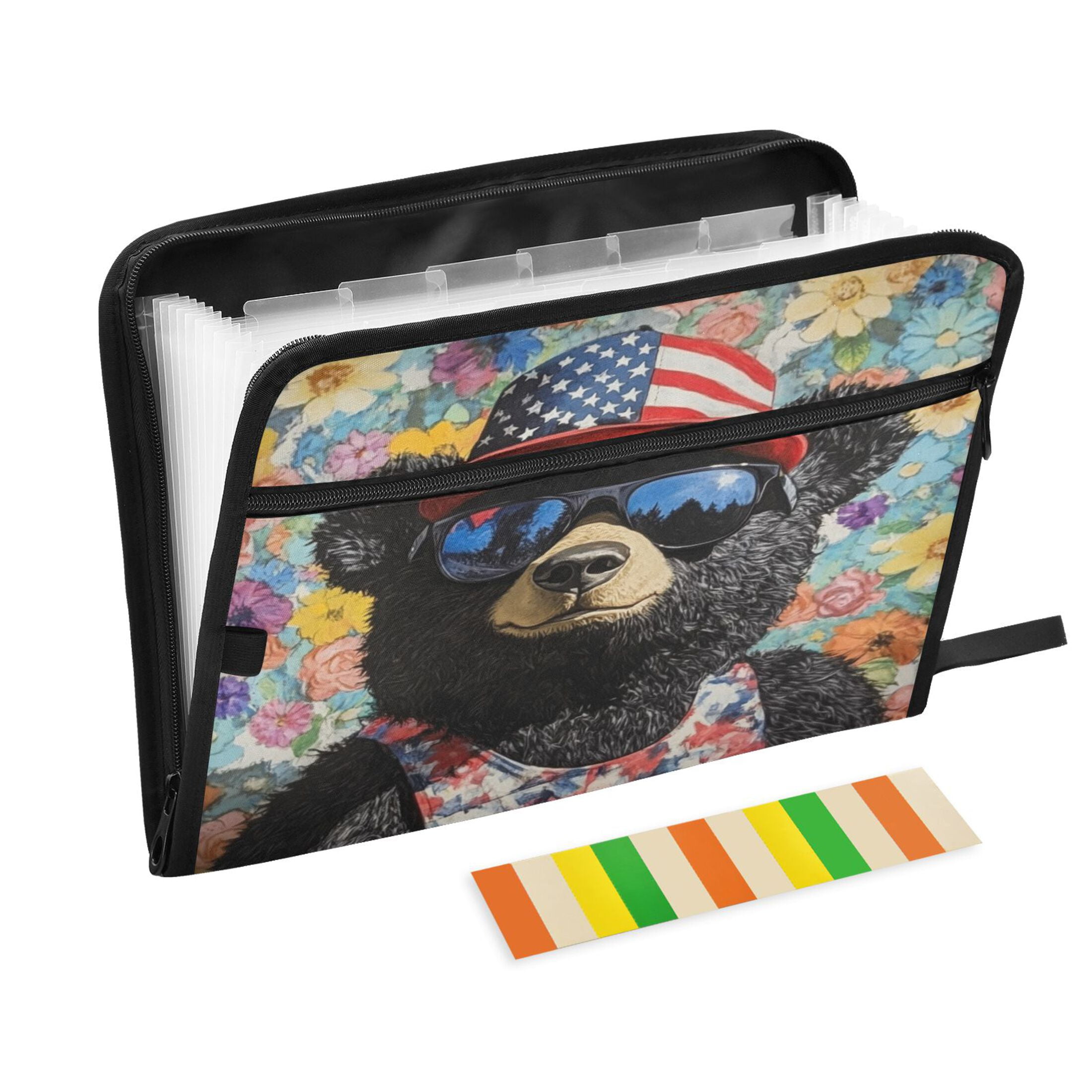 WOBOGO Black Teddy Bear Expanding File Folder Letter Size Accordion ...