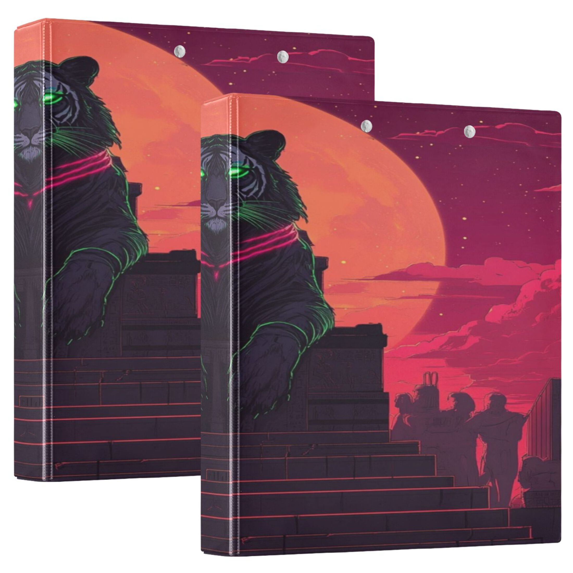 WOBOGO Black Tiger with Glowing Green Eyes File Folders Extra Large ...