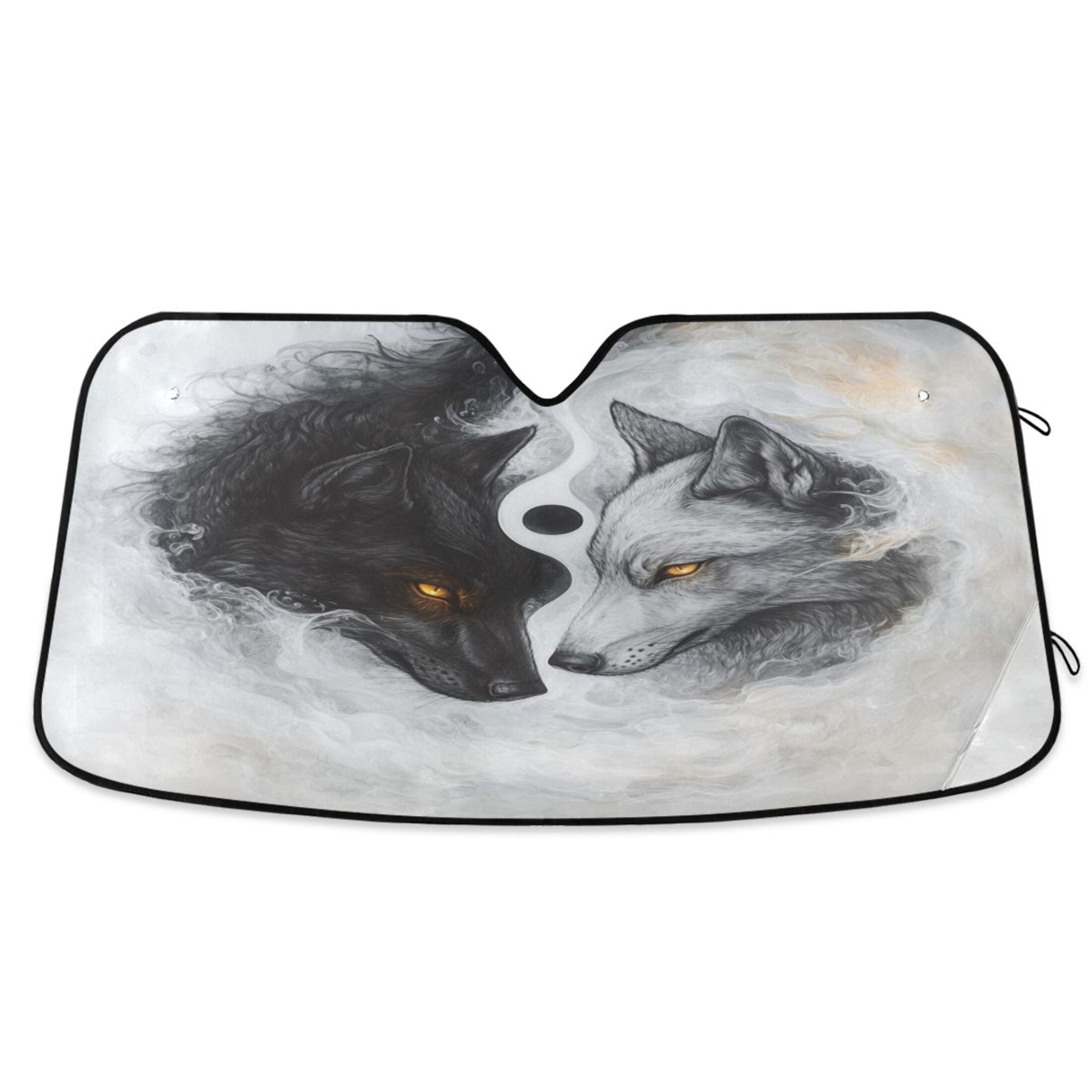 WOBOGO Black White Wolf Pattern Car Windshield Sunshades Autopilot ...