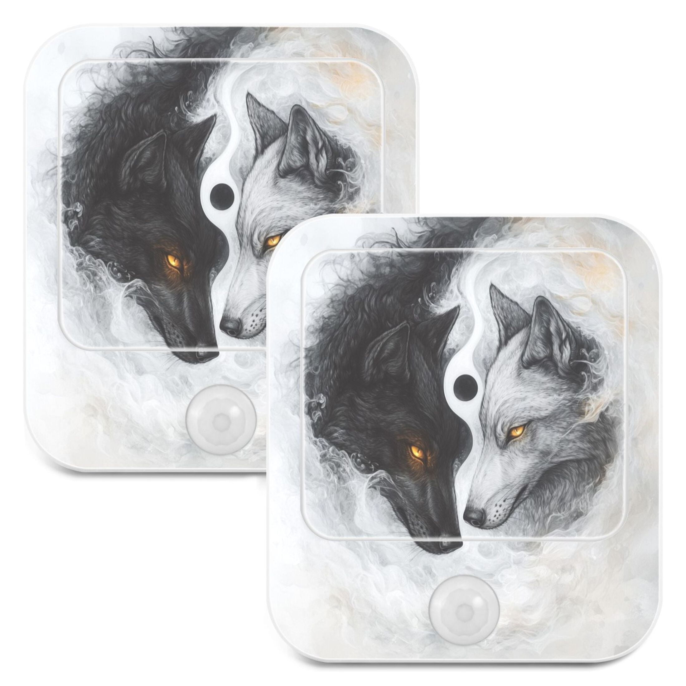 WOBOGO Black White Wolf Pattern Night Light Lamp with Smart Sensor Dusk ...