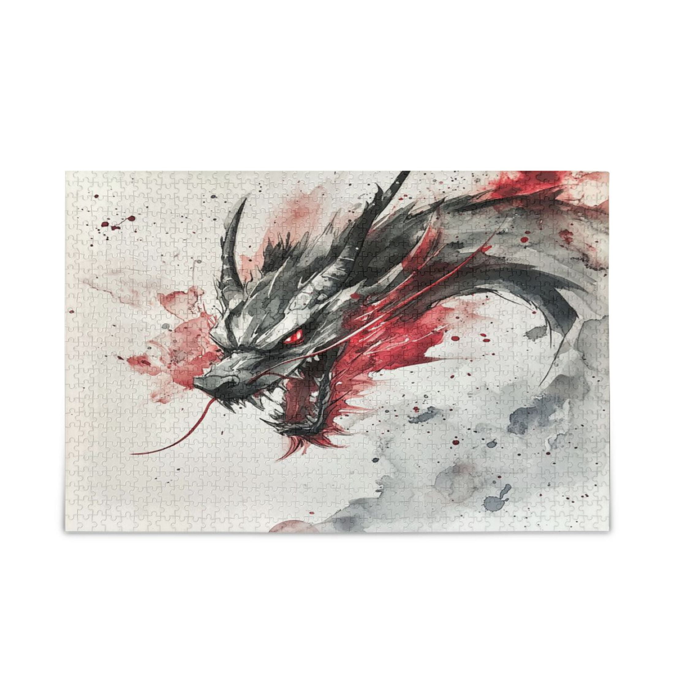 WOBOGO Black and Red Dragon Puzzle Challenge 500 Piece Jigsaw Suitable ...
