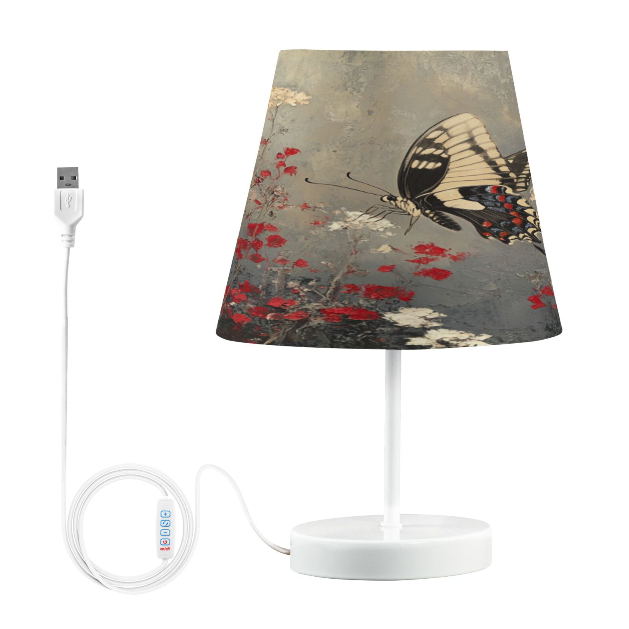 WOBOGO Black and White Butterfly Table Lamps Bedroom 3-Speed Dimmable ...