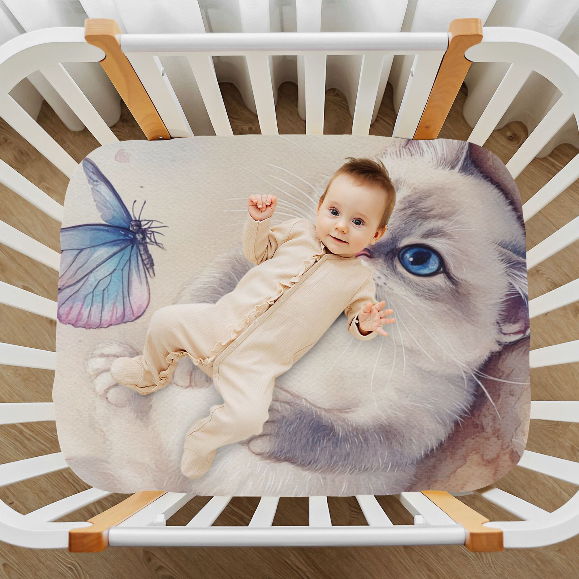 WOBOGO Blue Eyes Ragdoll Cat Baby Crib Sheets Super Soft Microfiber ...
