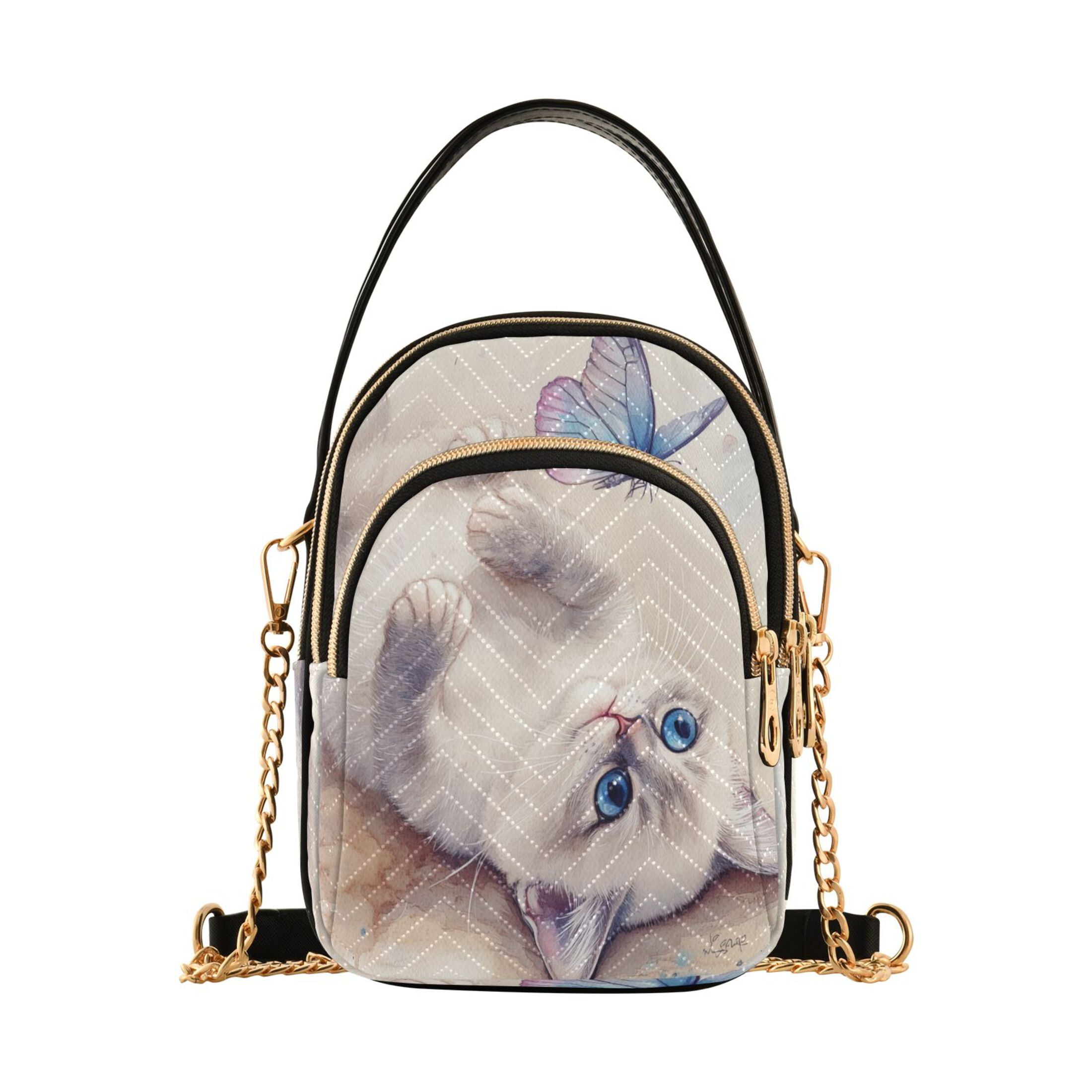 WOBOGO Blue Eyes Ragdoll Cat Ladies Chain Shoulder Bag Fashion Designer ...