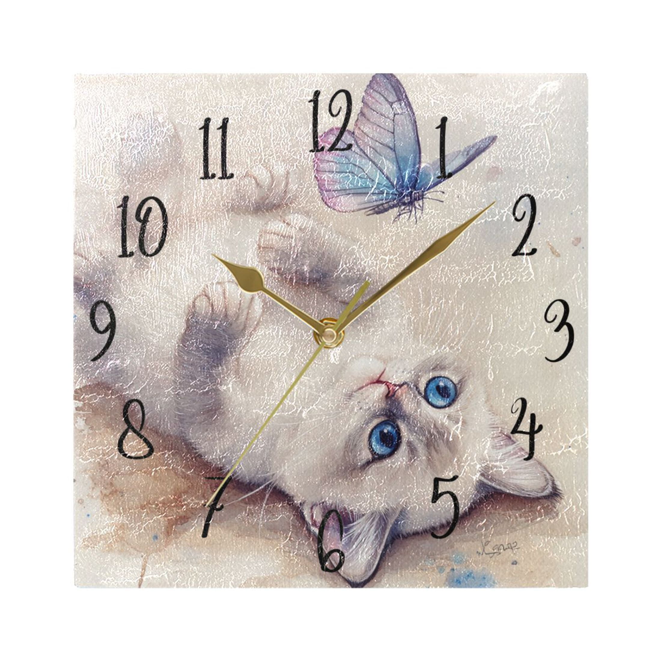 WOBOGO Blue Eyes Ragdoll Cat Wall Clock 7.78 Inch Battery Operated ...