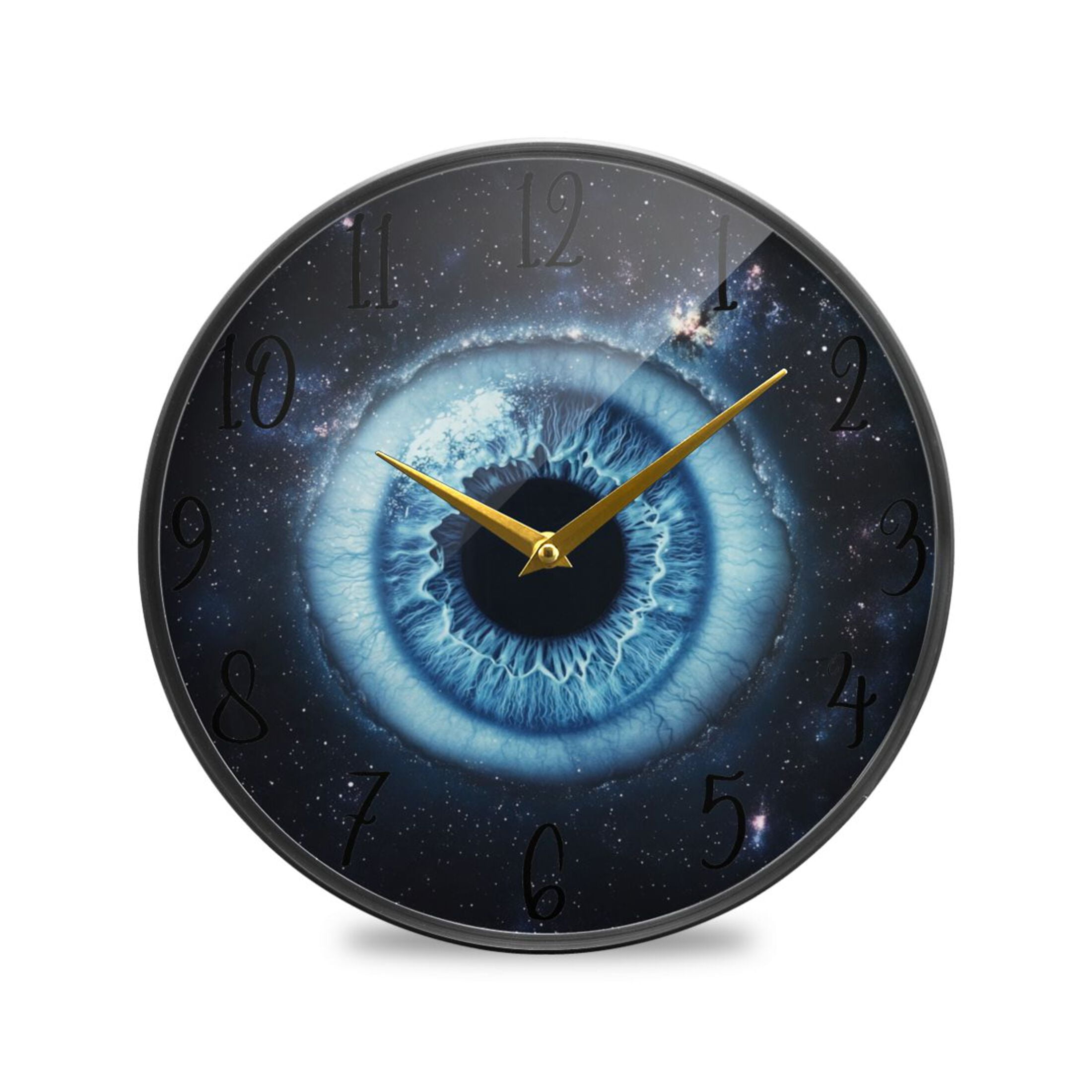WOBOGO Blue Iris Pattern Acrylic Wall Clock Battery Operated 9.5in ...